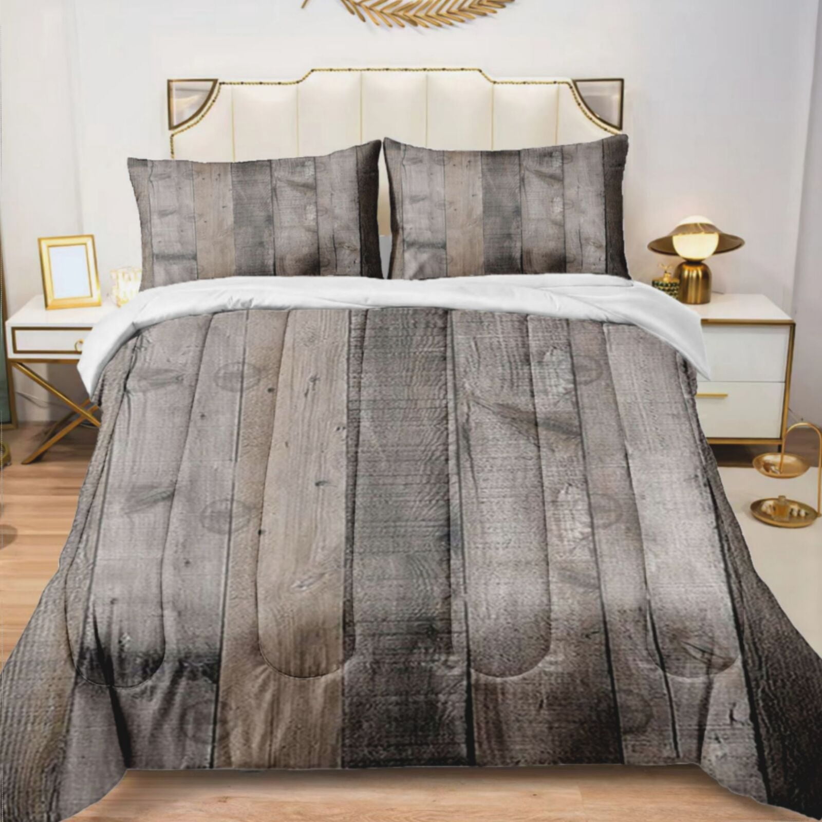 Comforter Set With Pillow Cases Natural Wood Grey Wood Bedding Set for ...
