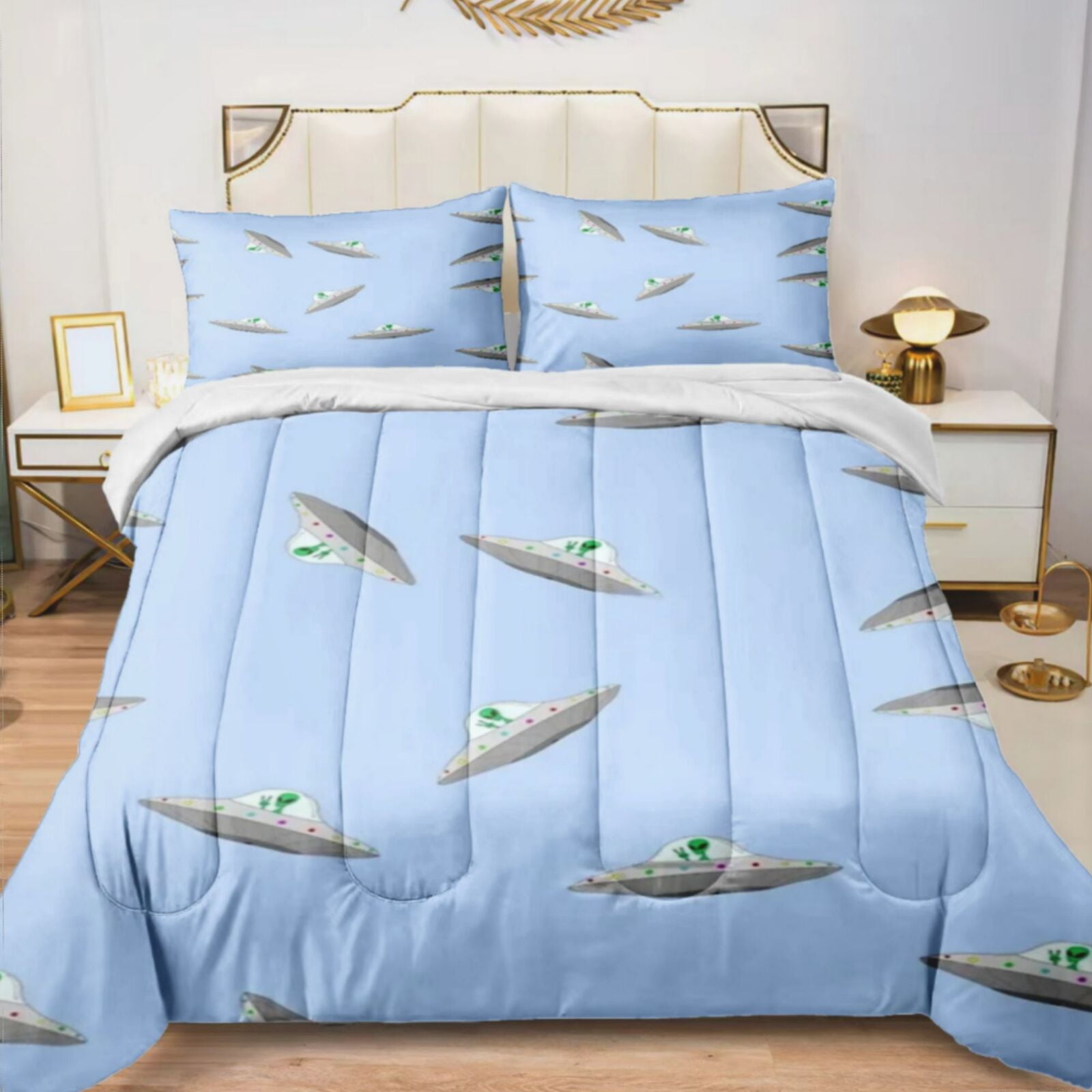 Comforter Set With Pillow Cases UFO Alien Bedding Set for Boys Girls ...