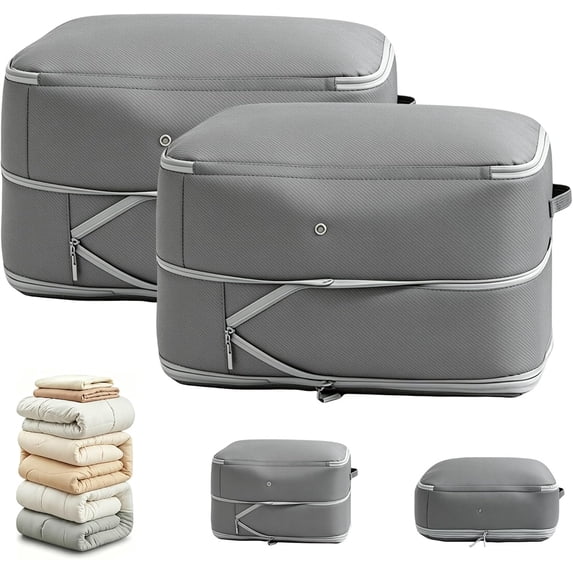 Comforter Storage Bag, Large Capacity Blanket Storage Bags 2-Layer ...