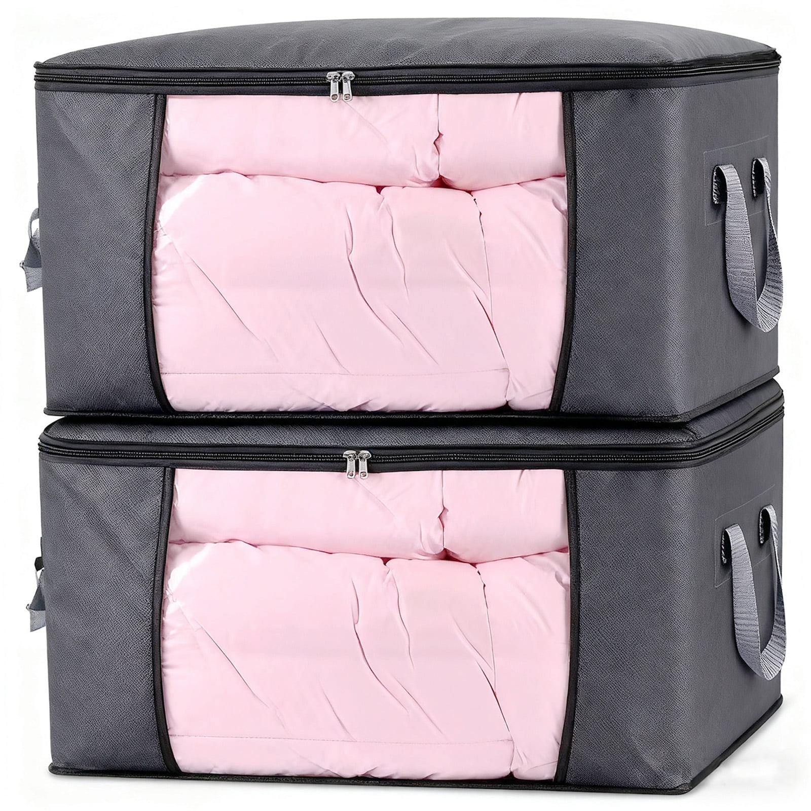Comforter Storage Bag, Zippered Bag with Large Clear Window and Carry ...