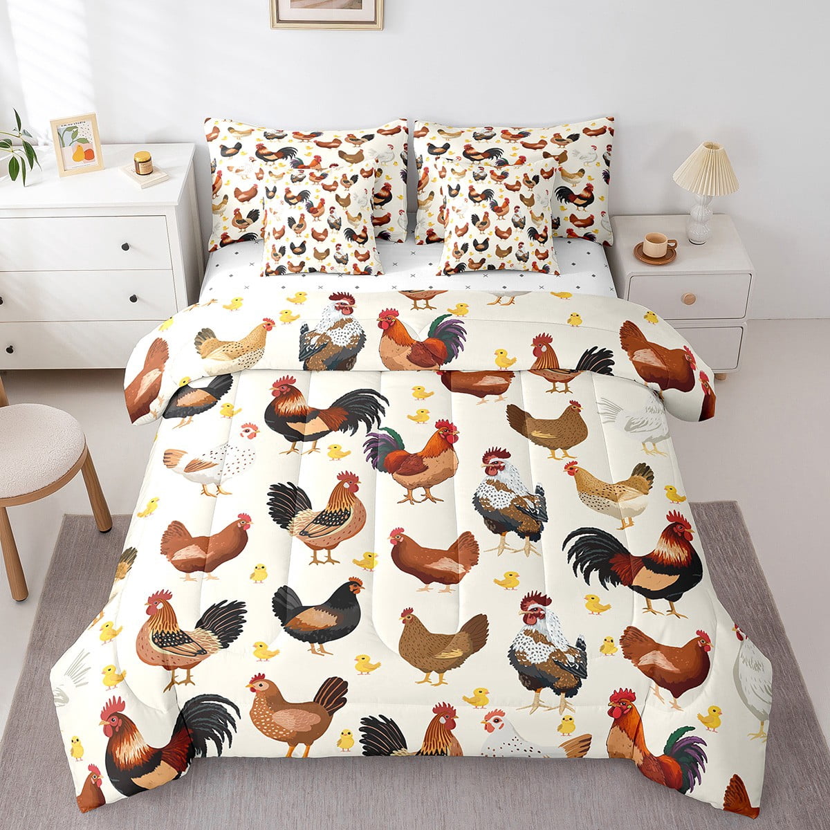Comforters Full Size Set with Sheets Rooster Bedding,7 Pieces Bed in a ...
