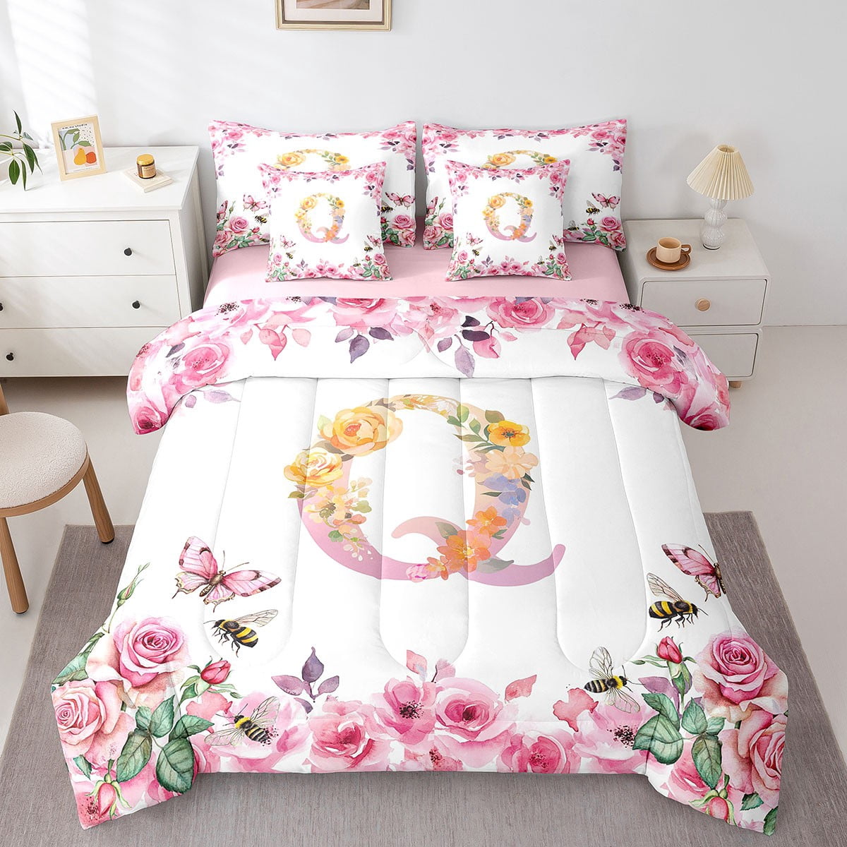 Comforters Queen Size Set with Sheets Floral A-Z Bedding,7 Pieces Bed ...