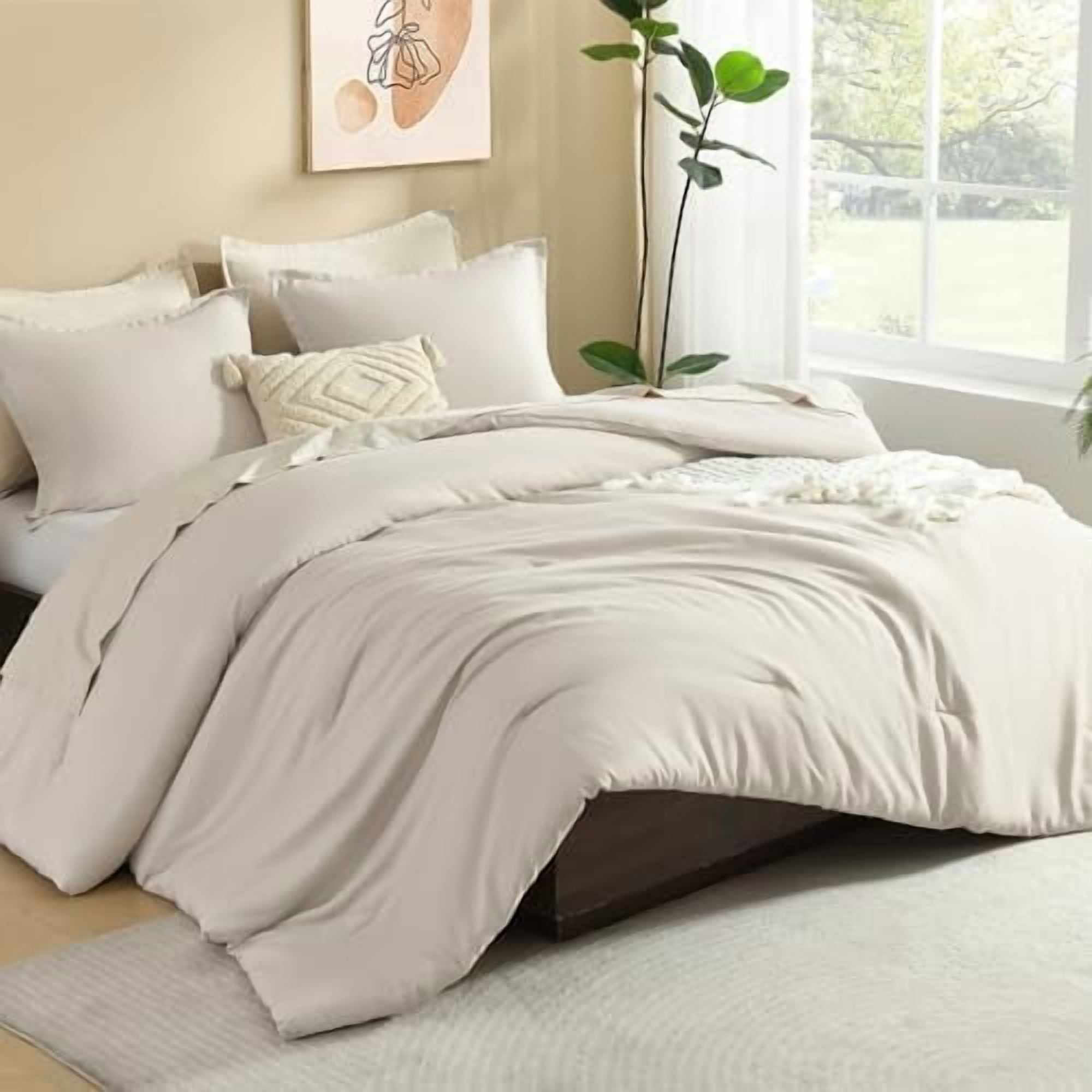Comforters Tannish Grey Twin Size, 2 Pieces Lightweight Solid Bedding ...