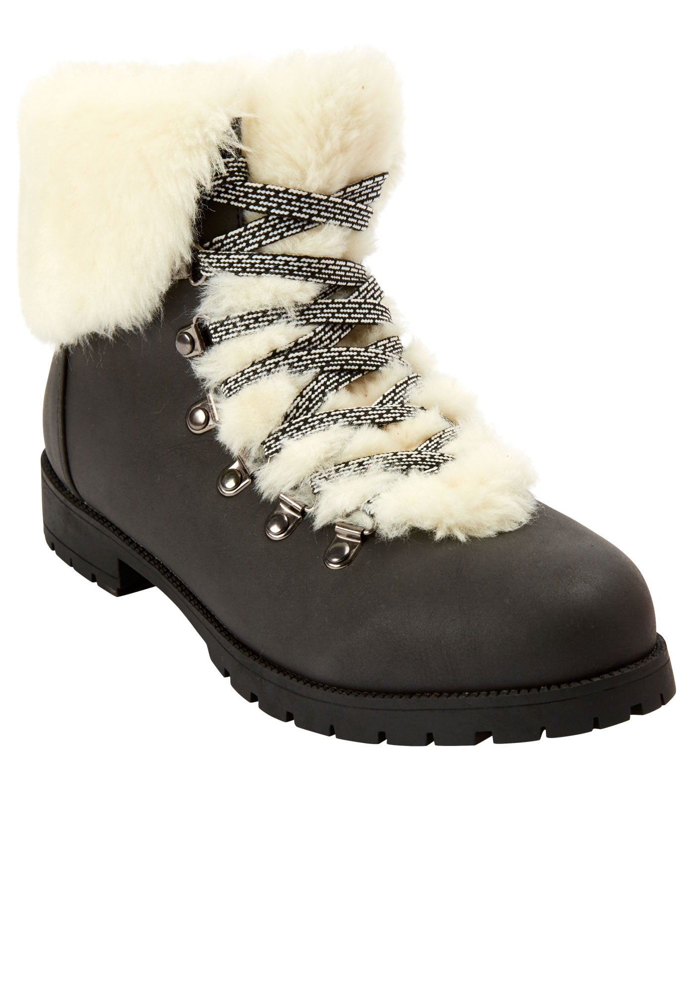 Comfortview Arctic Bootie Faux Fur Trim Women's Winter Snow Boots (Wide ...