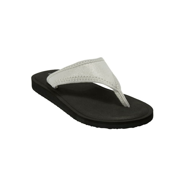 Comfortview Women's Wide Width The Sylvia Soft Footbed Thong Slip On Sandal - 10 W, Silver ...