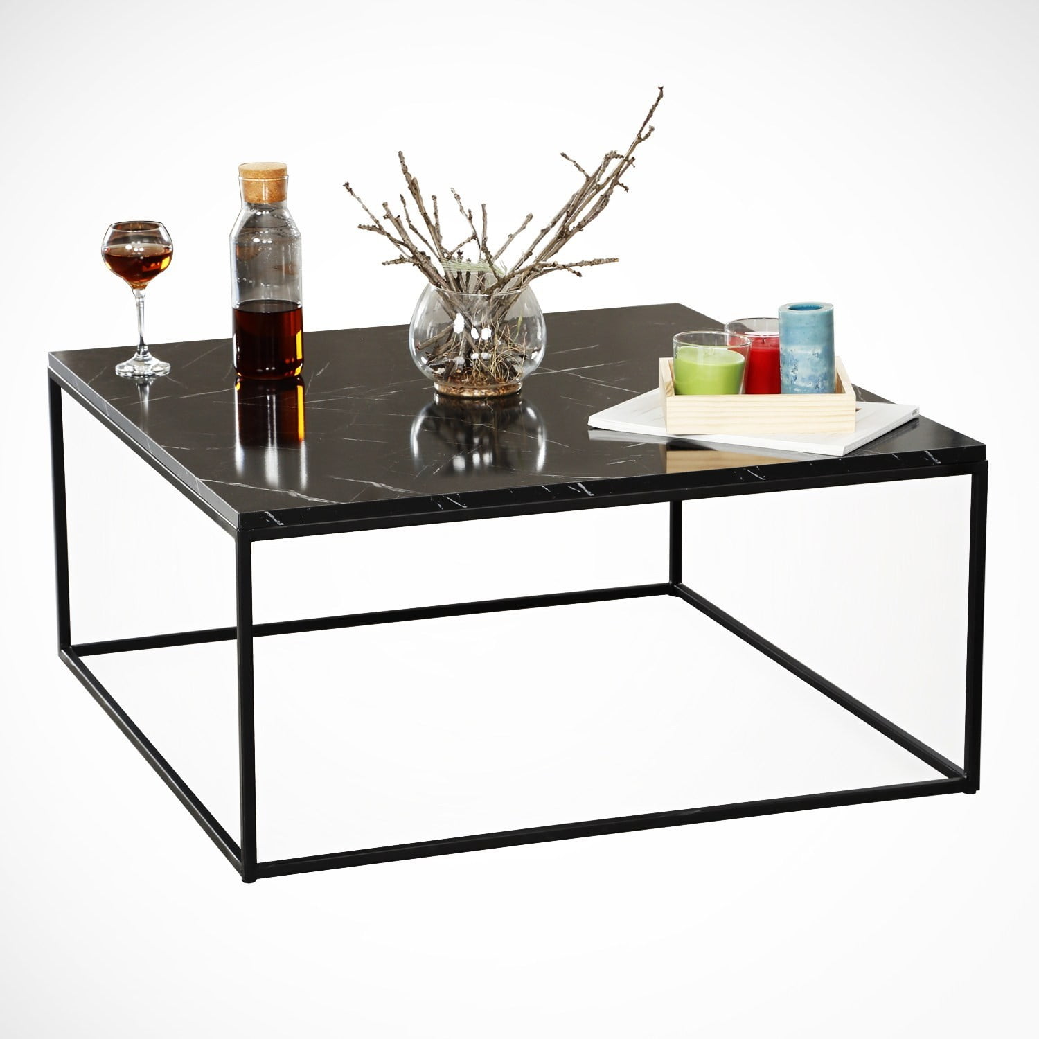 Comforty, Black Particle Board Coffee Table - Walmart.com