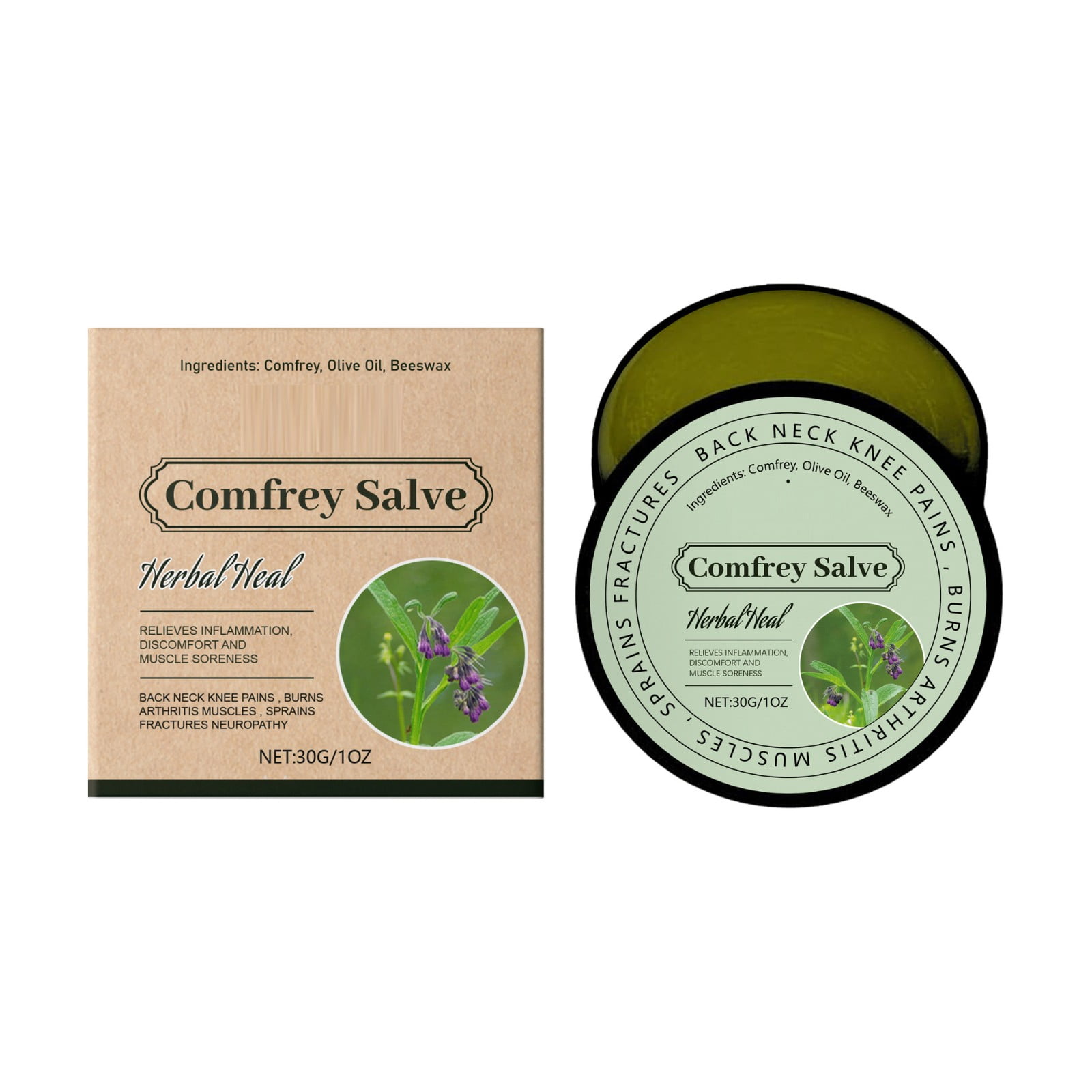 Comfrey Body Balm - Herbal Joint & Muscle Relief with Olive Oil ...