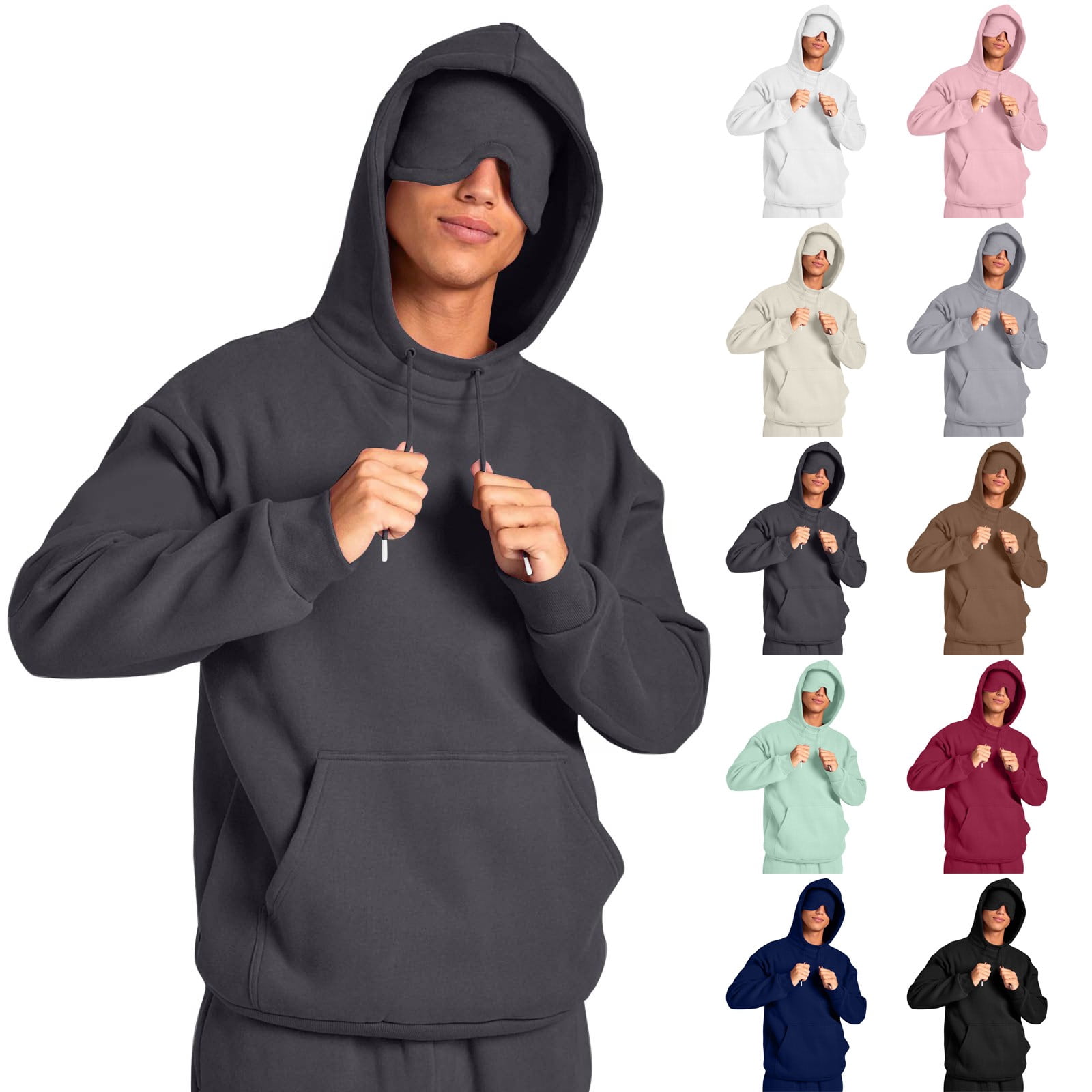 Comfrt Airplane Mode Travel Hoodie with Eye Mask Built In, Wearable ...