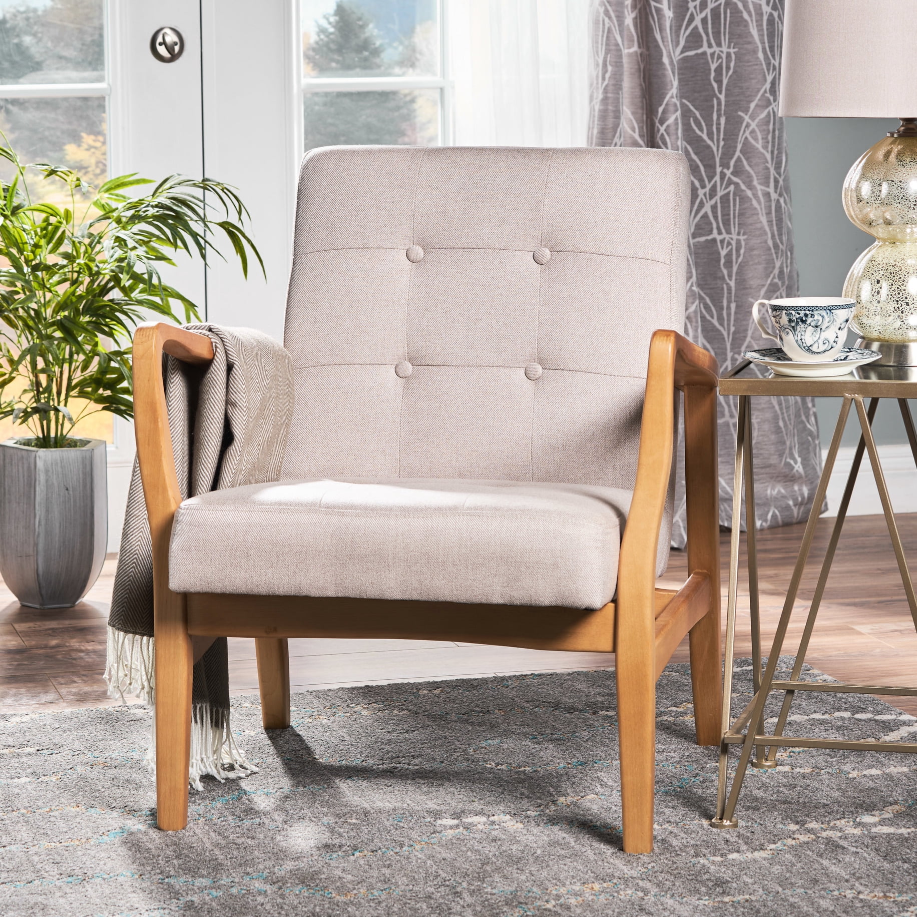 Comfy Beige Armchair, Exquisite Tufting For Home Modern Living Room ...