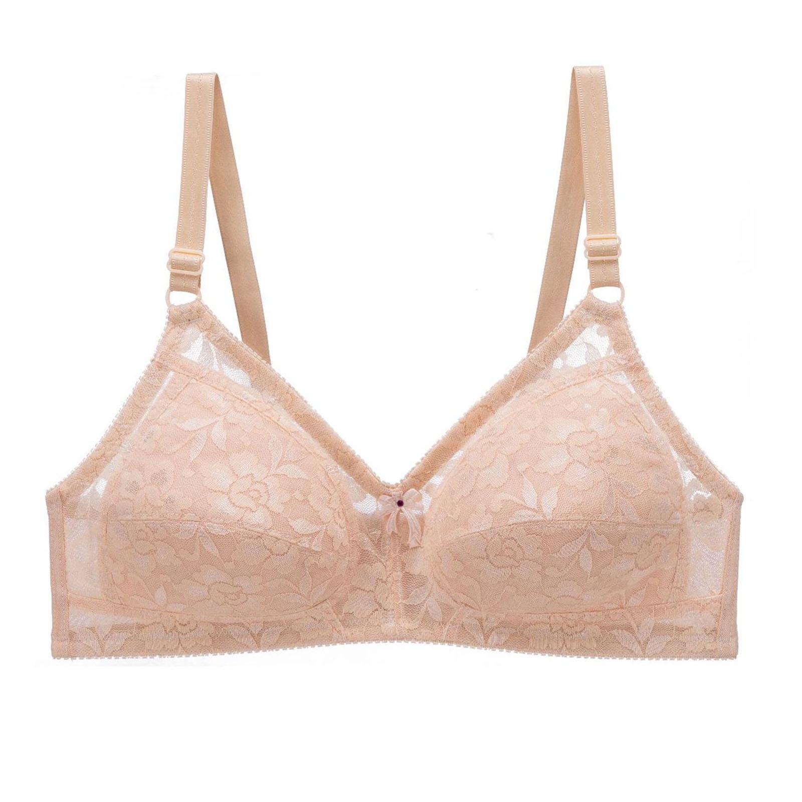 Comfy Bras for Women Large Bust Ladies Floral Lace Bra, Wireless Sheer ...