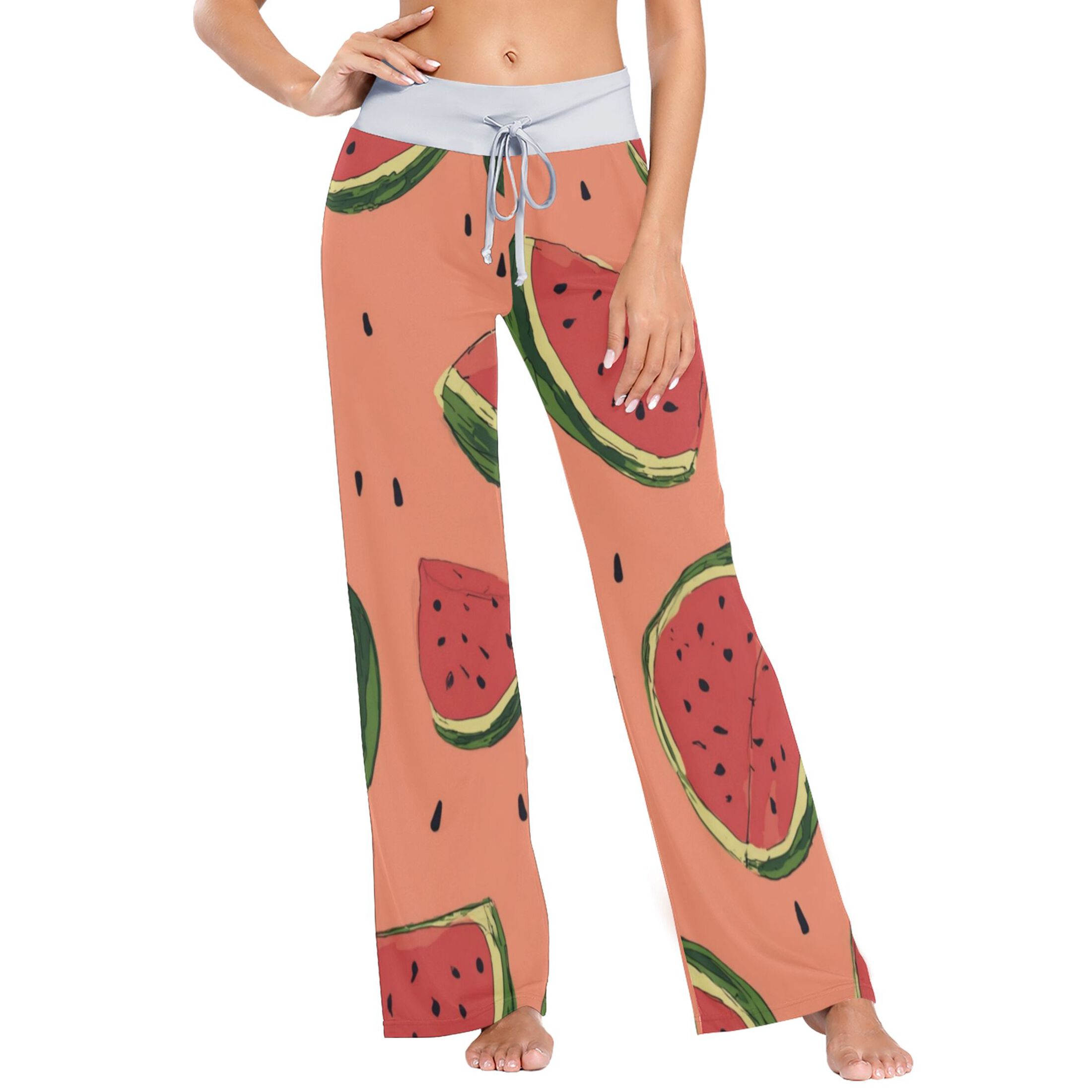 Comfy Casual Women's Pajama Floral Print Wide Leg Pants A Half Of ...