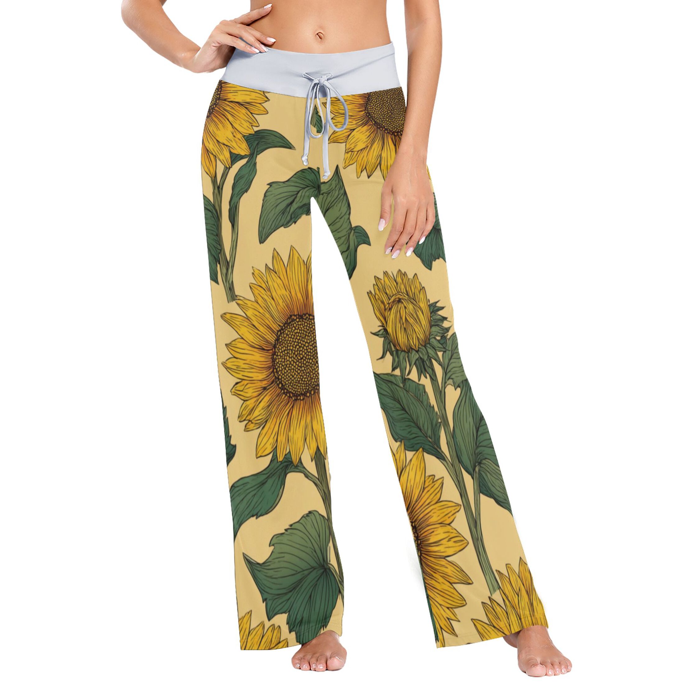 Comfy Casual Women's Pajama Floral Print Wide Leg Pants Cartoon ...
