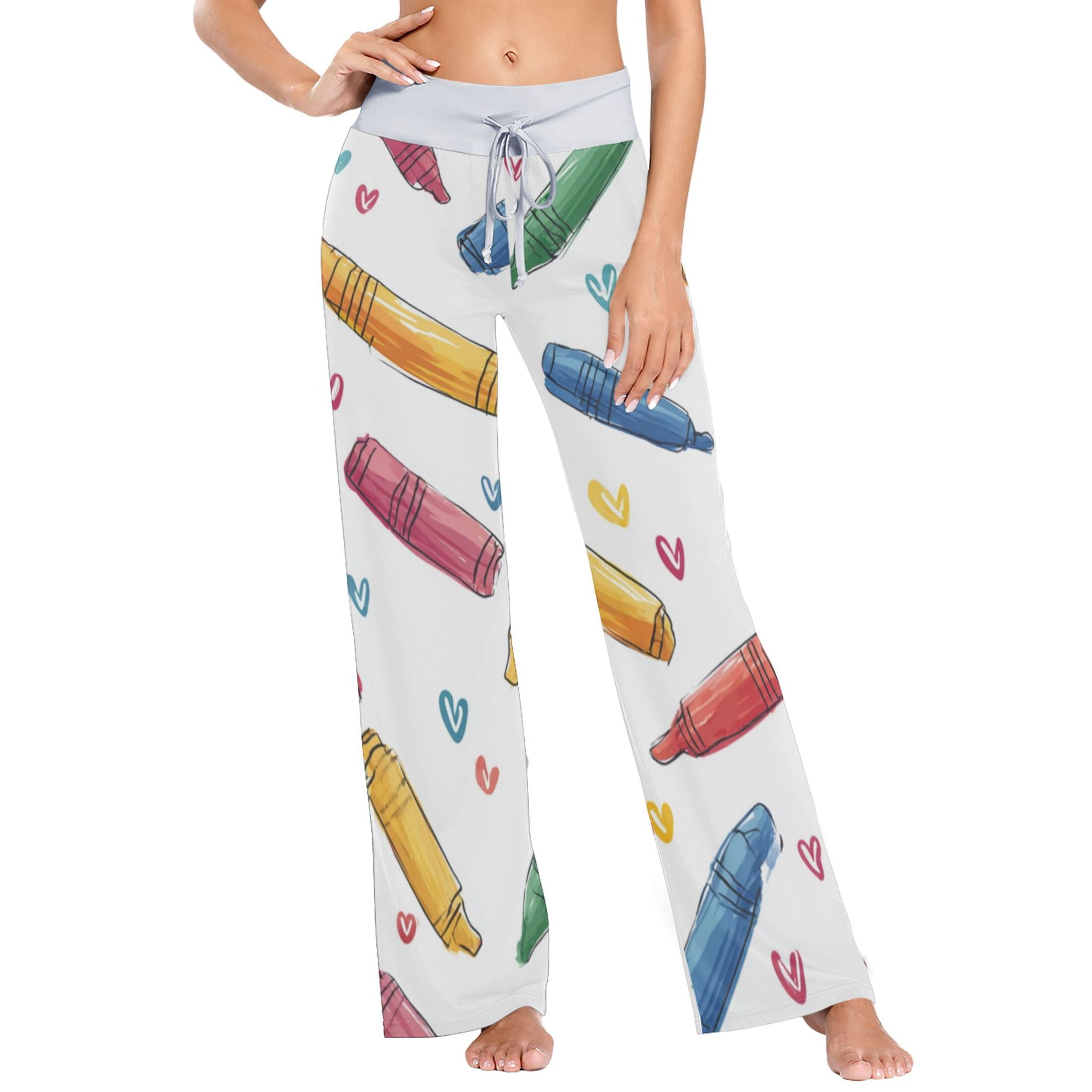 Comfy Casual Women's Pajama Floral Print Wide Leg Pants Little Crayon ...