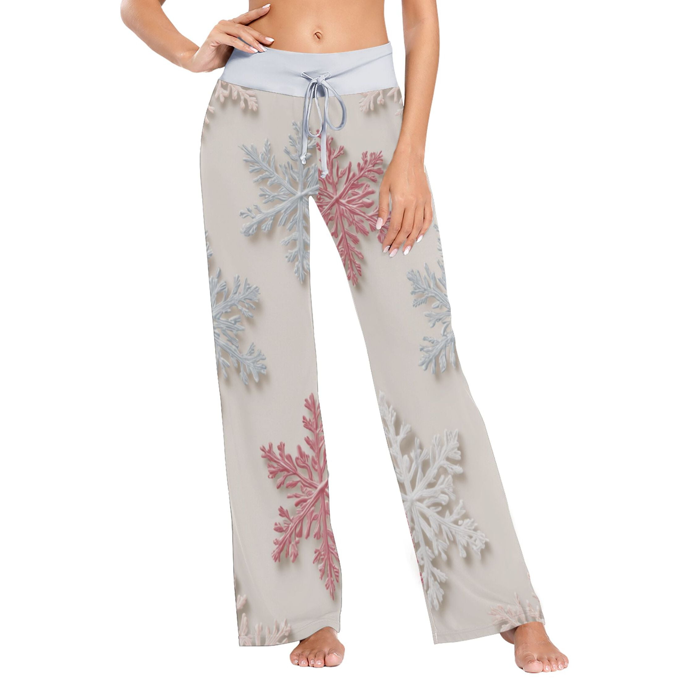 Comfy Casual Women's Pajama Floral Print Wide Leg Pants Snowflake ...