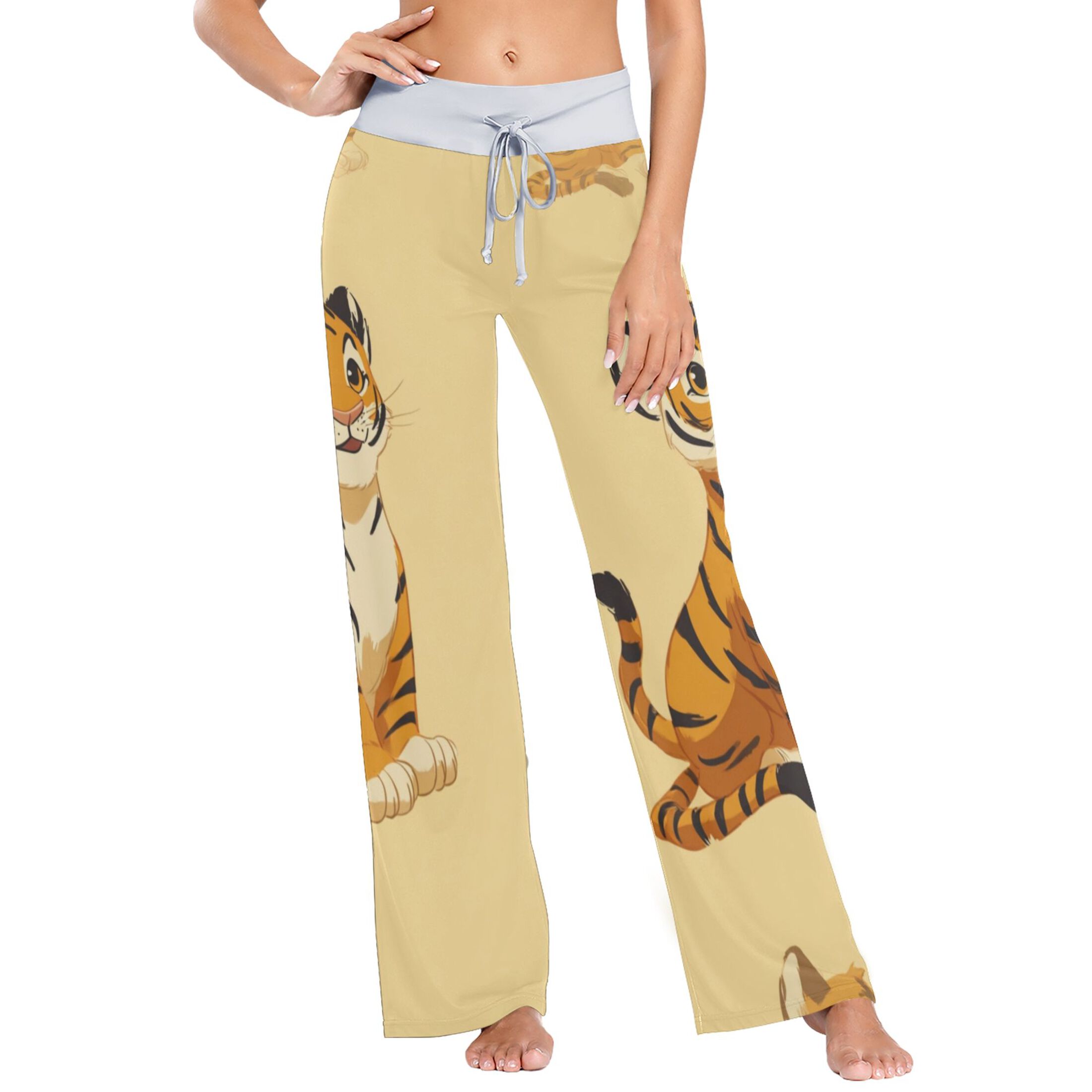 Comfy Casual Women's Pajama Floral Print Wide Leg Pants Tiger Cub ...
