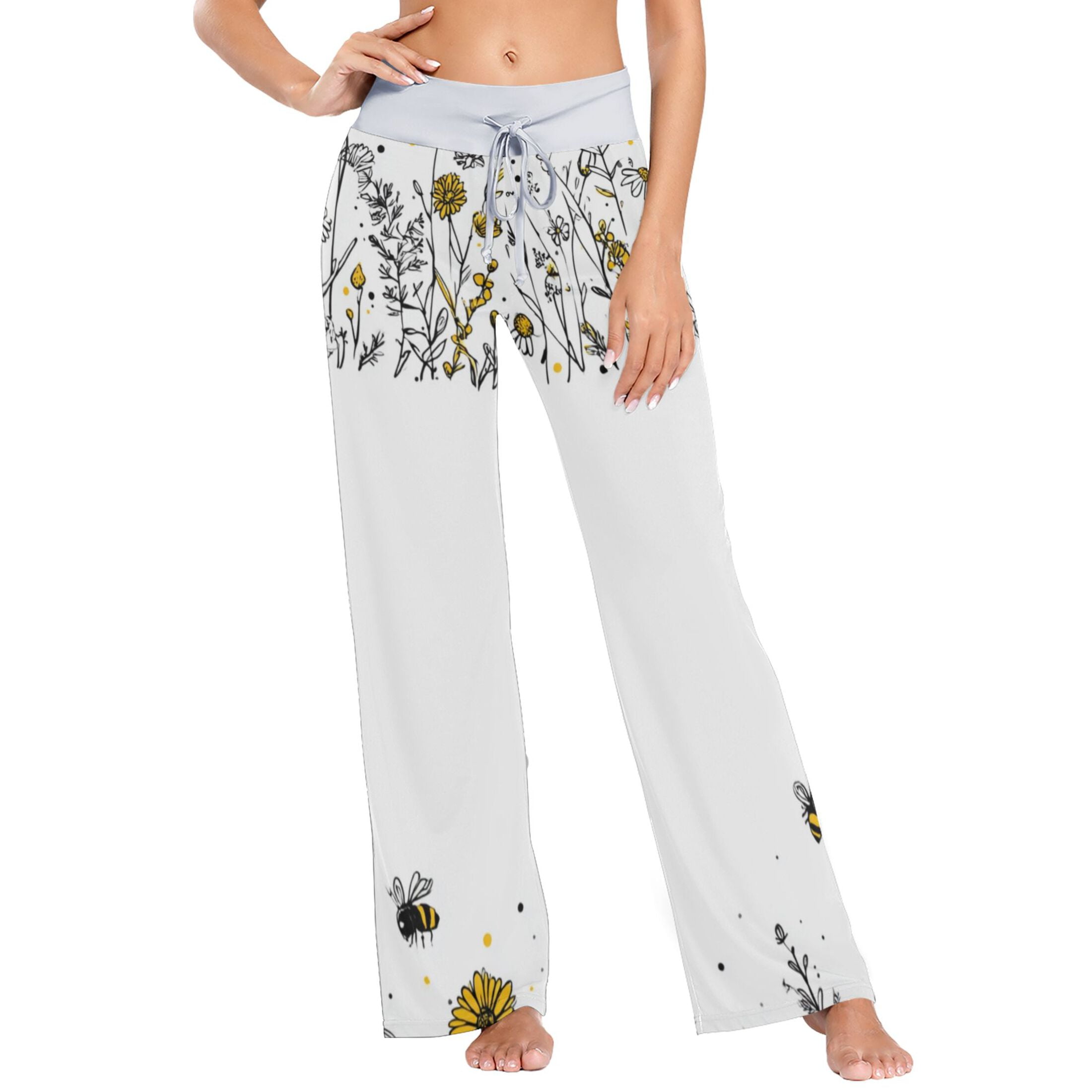 Comfy Casual Women's Pajama Floral Print Wide Leg Pants Wildflowers and ...