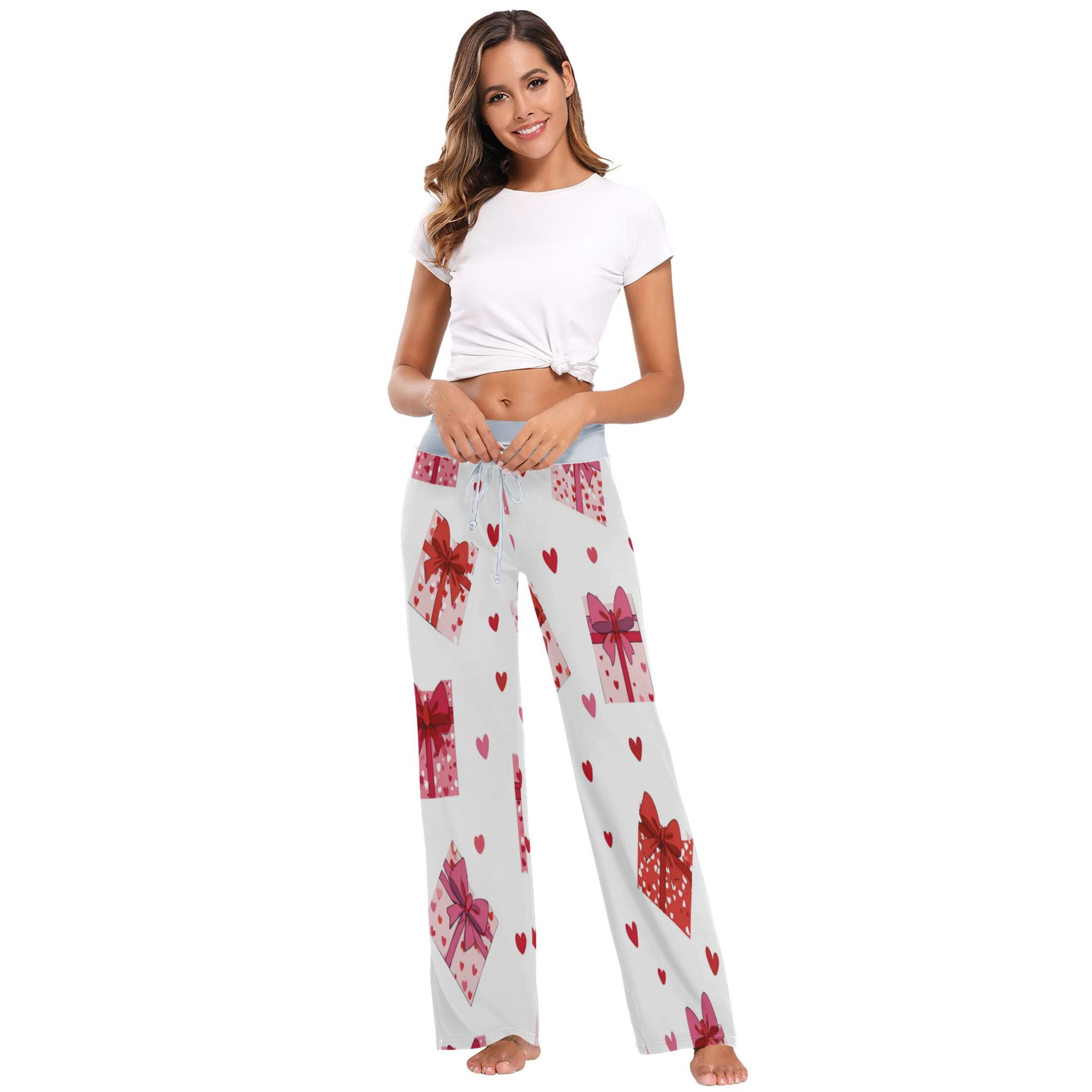 Comfy Casual Women's Pajama Pants Print Wide Leg Present Box - Walmart.com