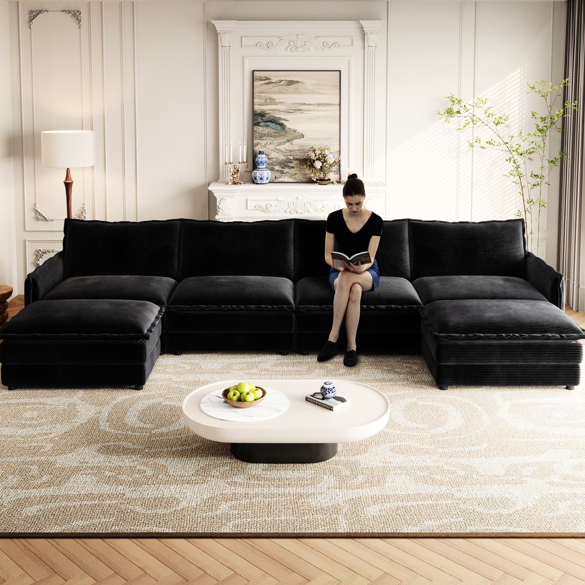 Comfy Cloud Couch with Modular Design, 6 Seats - Flexible Combinations ...
