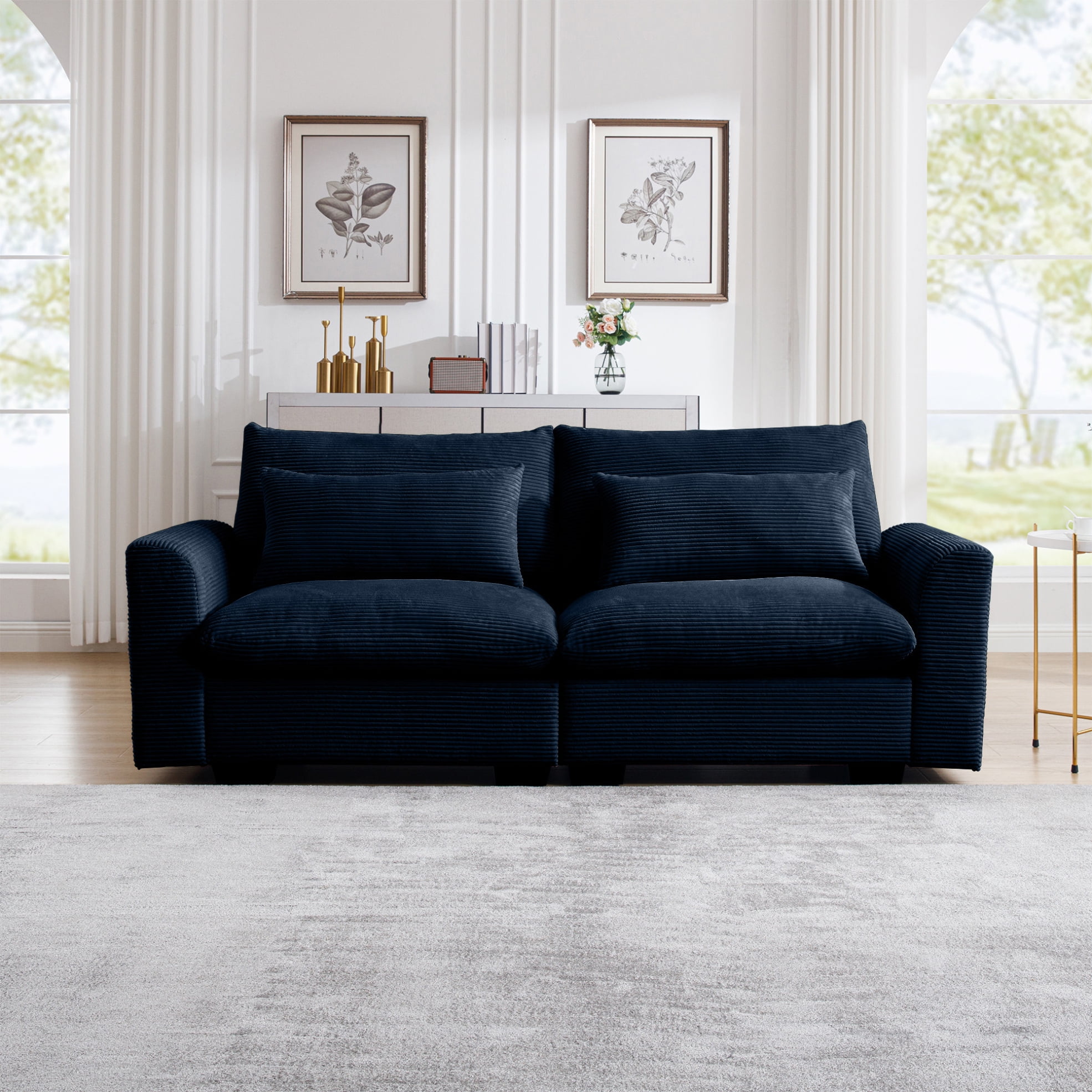 Comfy Corduroy Couches for Living Room,2 Seater Modern Sofa with ...