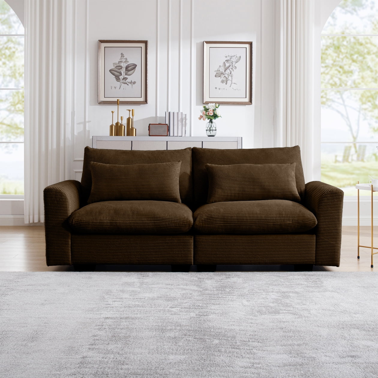 Comfy Corduroy Couches for Living Room,2 Seater Modern Sofa with ...