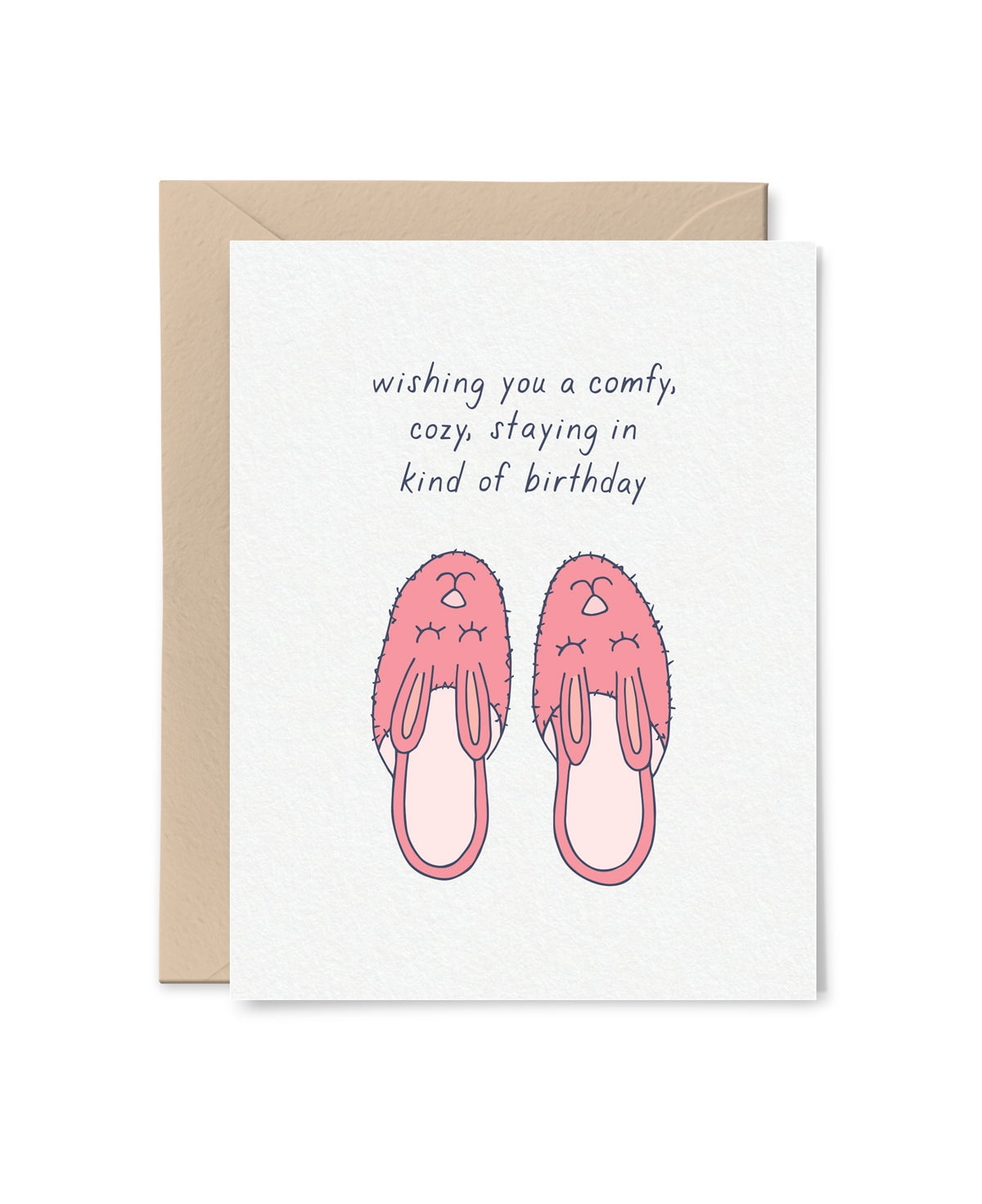Comfy Cozy Birthday Card – Cute Bunny Slippers Design – Blank Inside ...