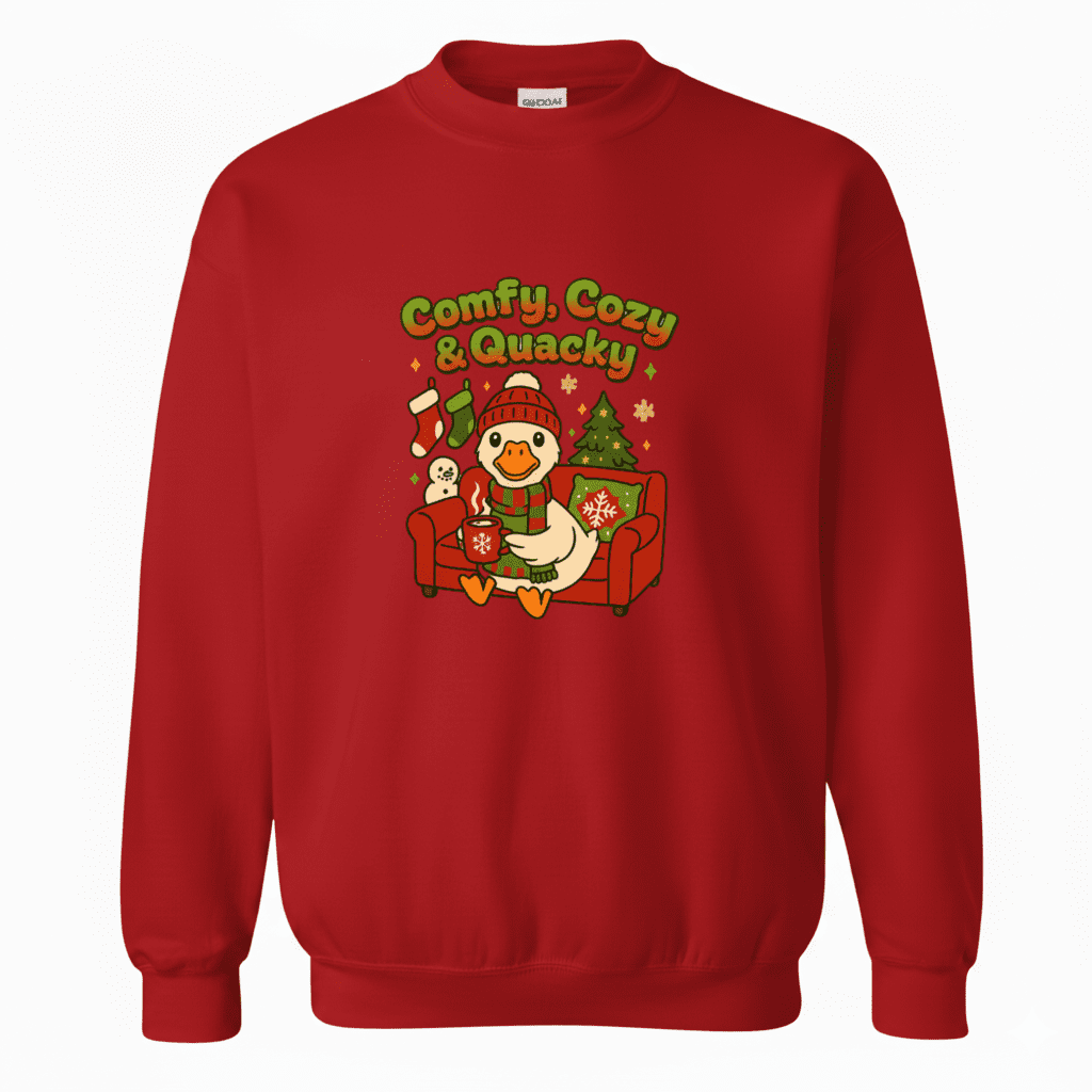 Comfy Cozy Quacky Duck Funny Holiday Cheer Christmas Humor Cartoon ...