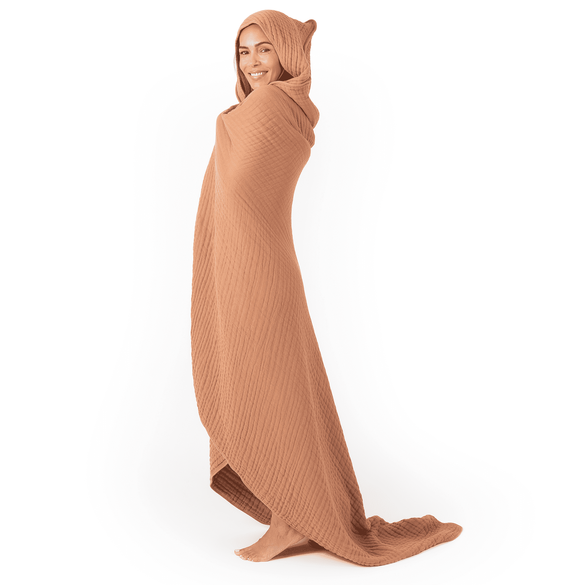Comfy Cubs Adult Hooded Towel Large, 58" x 58" - Muslin Cotton Wearable ...