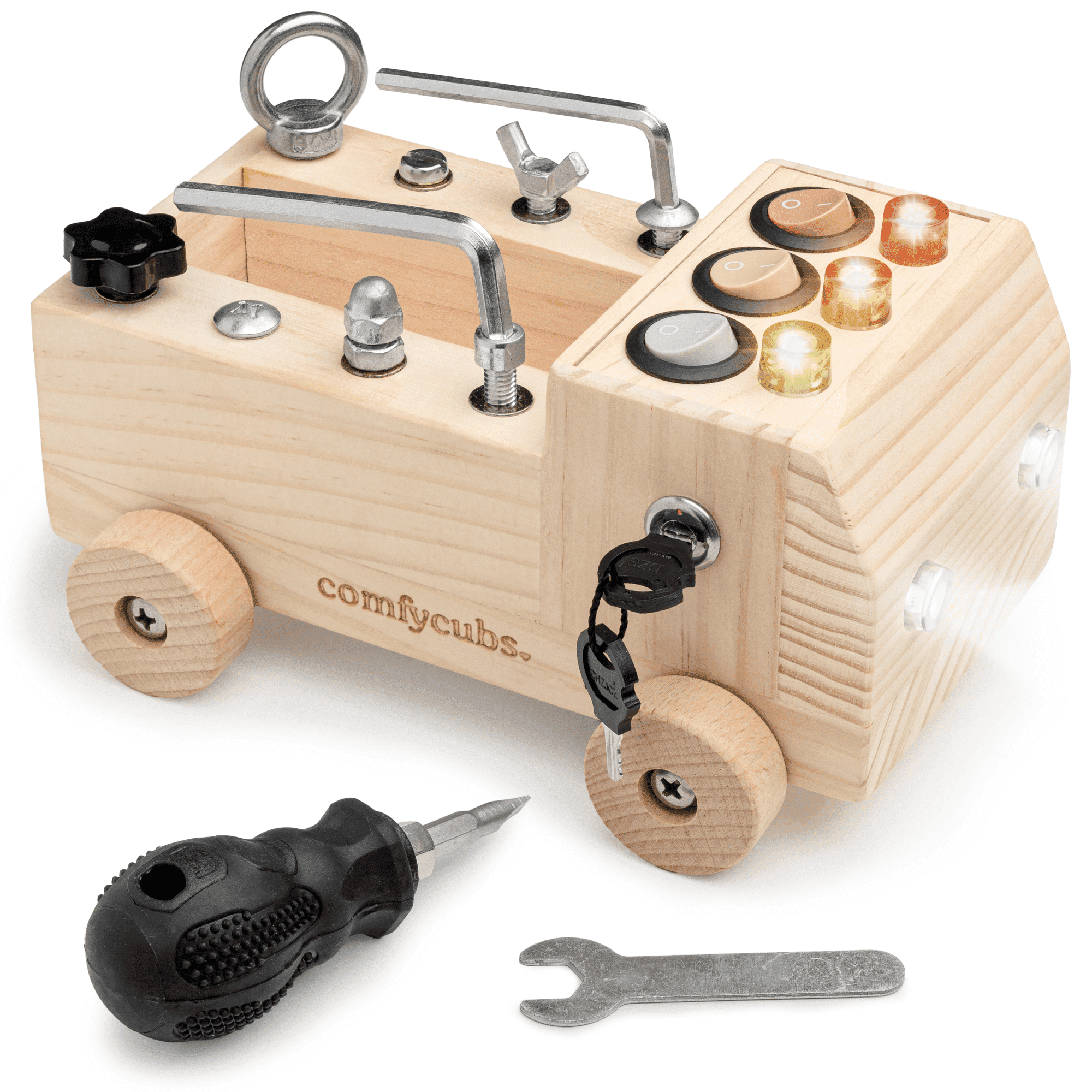 Comfy Cubs Busy Board Truck Toy Set - Montessori Activity Board for ...