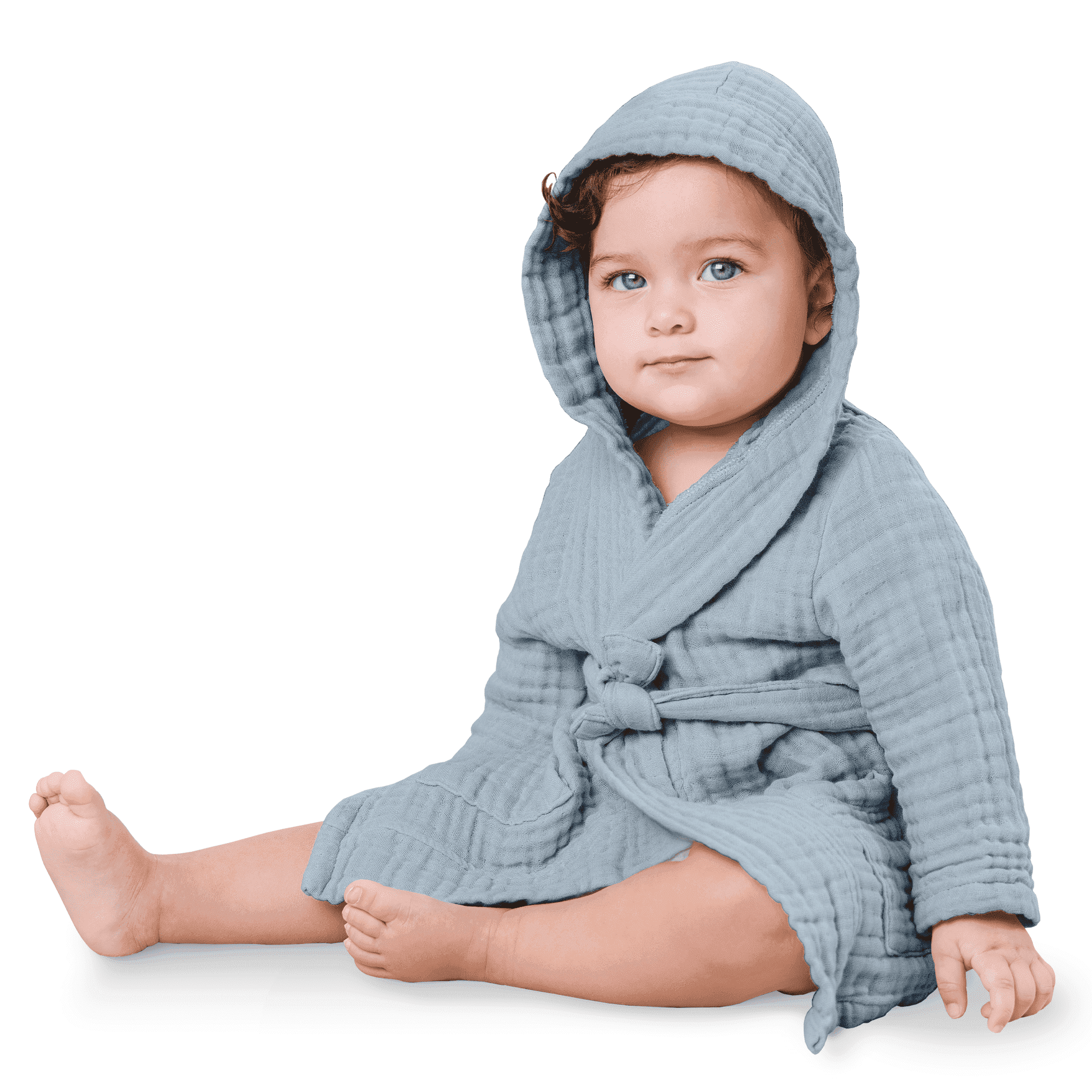 Comfy Cubs Muslin Bath Robe for Kids, (Pacific Blue) 18-24 Months - 100 ...