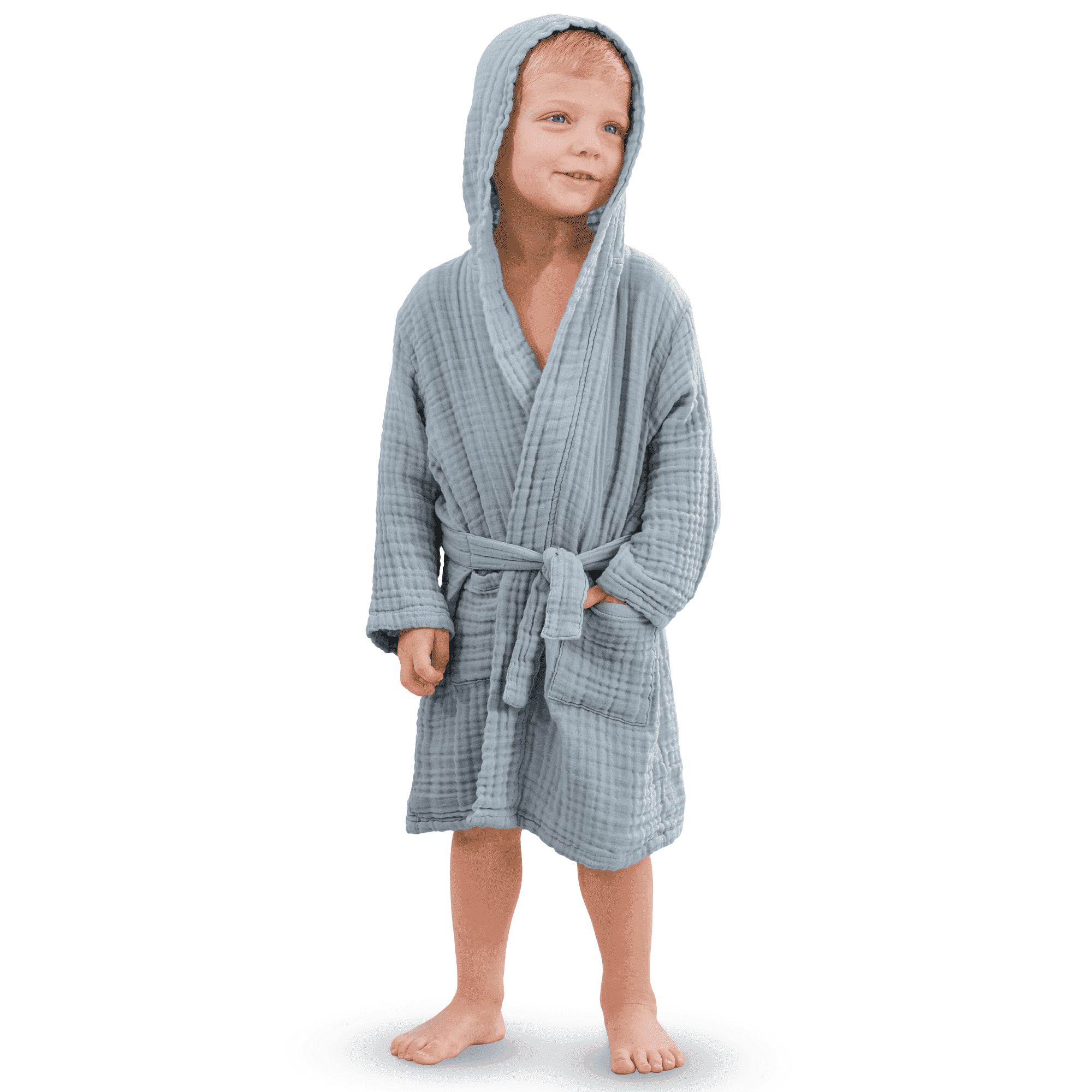Comfy Cubs Muslin Bath Robe for Kids, (Pacific Blue) 4-5 Years Old ...