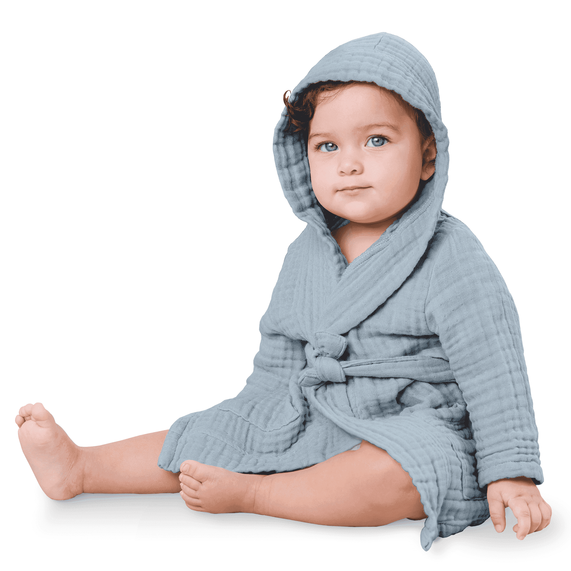 Comfy Cubs Muslin Bath Robe for Kids, (Pacific Blue) 6-12 Months - 100% ...