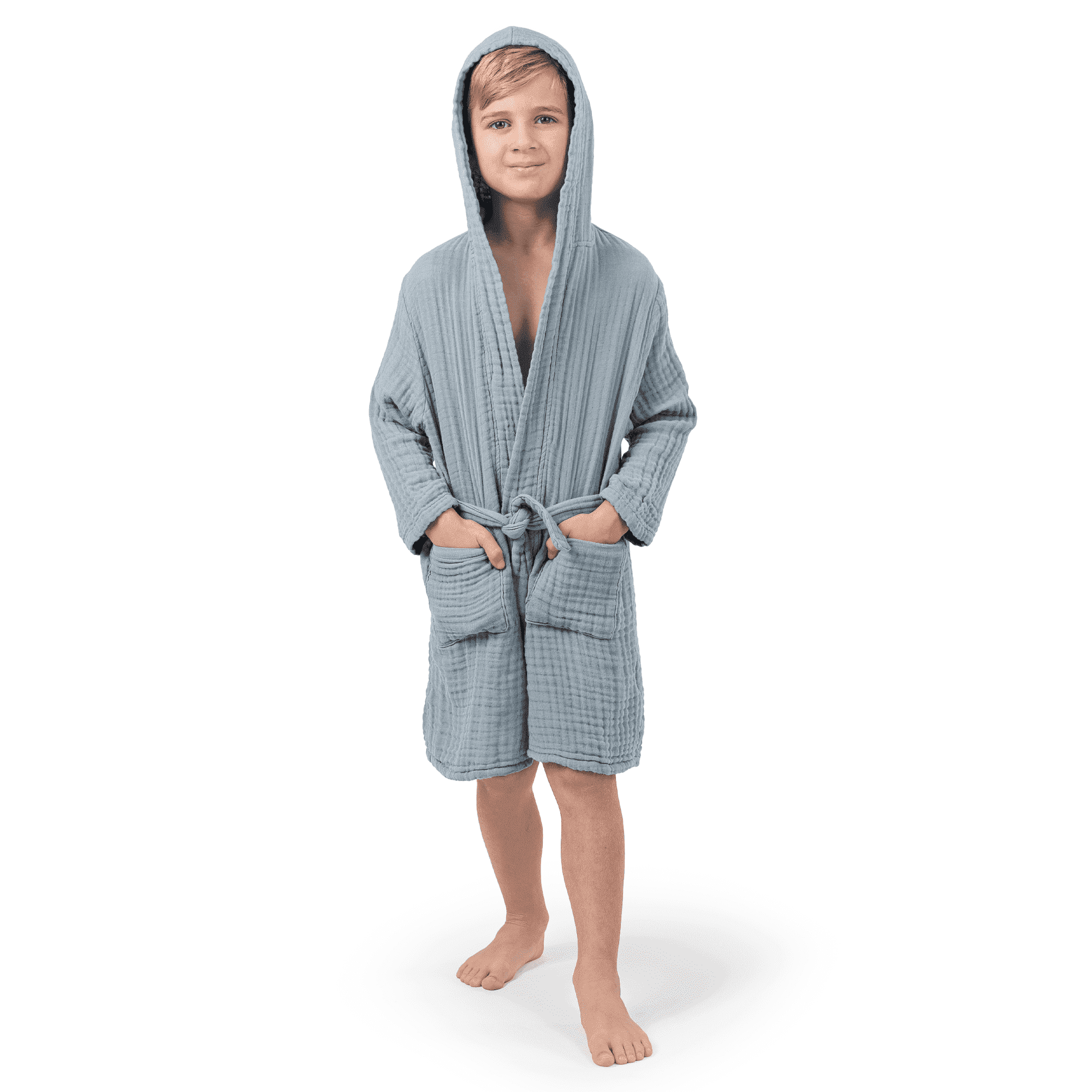 Comfy Cubs Muslin Bath Robe for Kids, (Pacific Blue) 6-7 Years Old ...