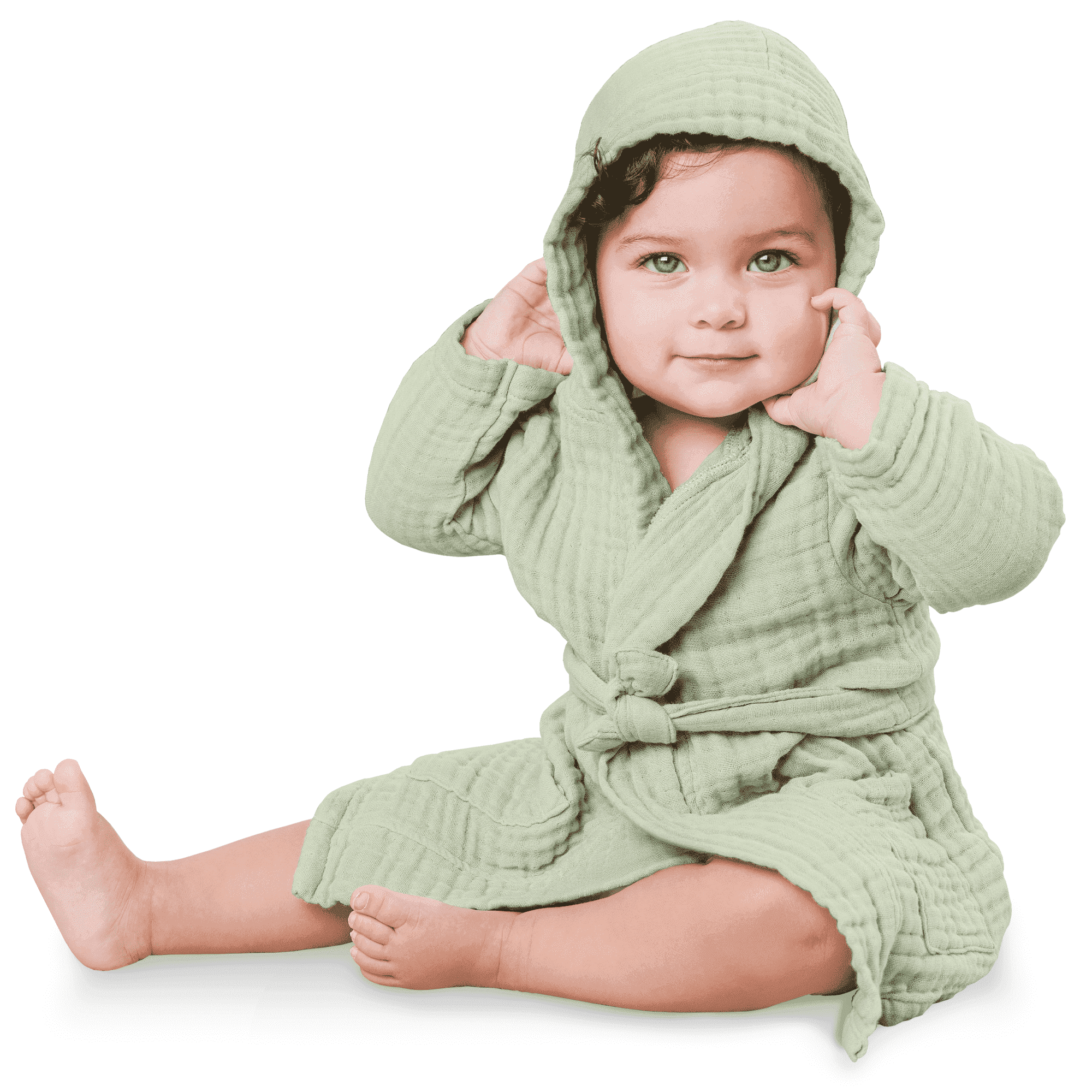 Comfy Cubs Muslin Bath Robe for Kids, (Sage) 18-24 Months - 100% Cotton ...