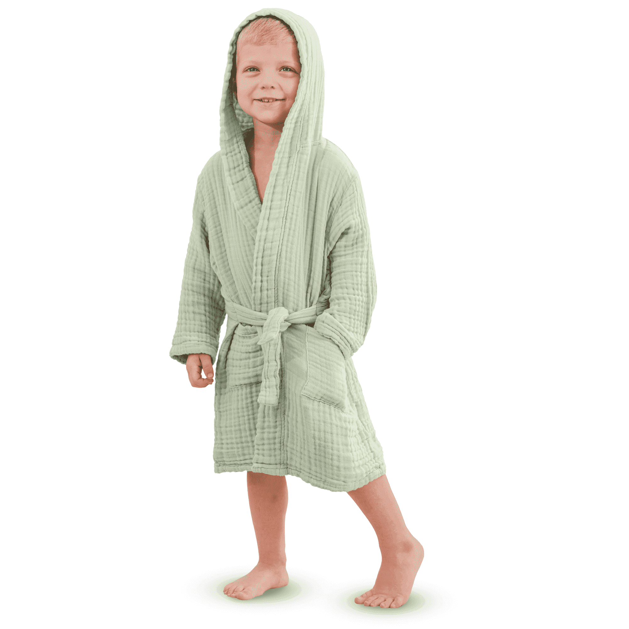 Comfy Cubs Muslin Bath Robe for Kids, (Sage) 2-3 Years Old - 100% ...