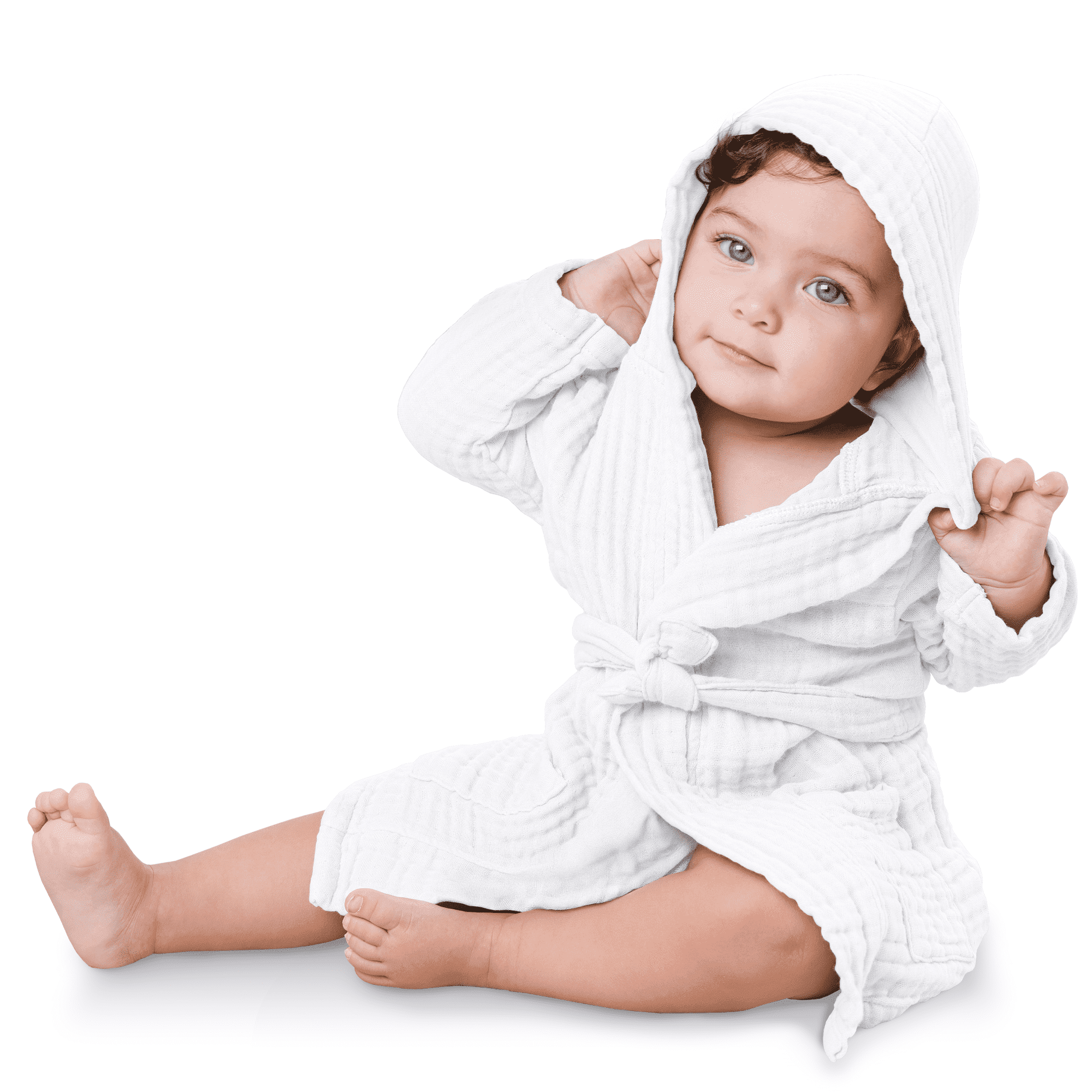 Comfy Cubs Muslin Bath Robe for Kids, (White) 6-12 Months - 100% Cotton ...