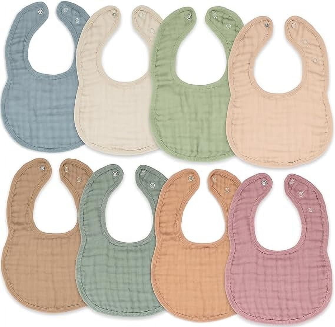 Comfy Cubs Muslin Cotton Baby Bibs, 8 Pack, Adjustable with Easy Snaps ...