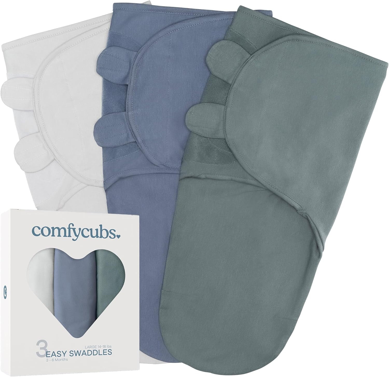 Comfy Cubs Baby Swaddles, Easy Adjustable 3 Pack for Boys and Girls ...