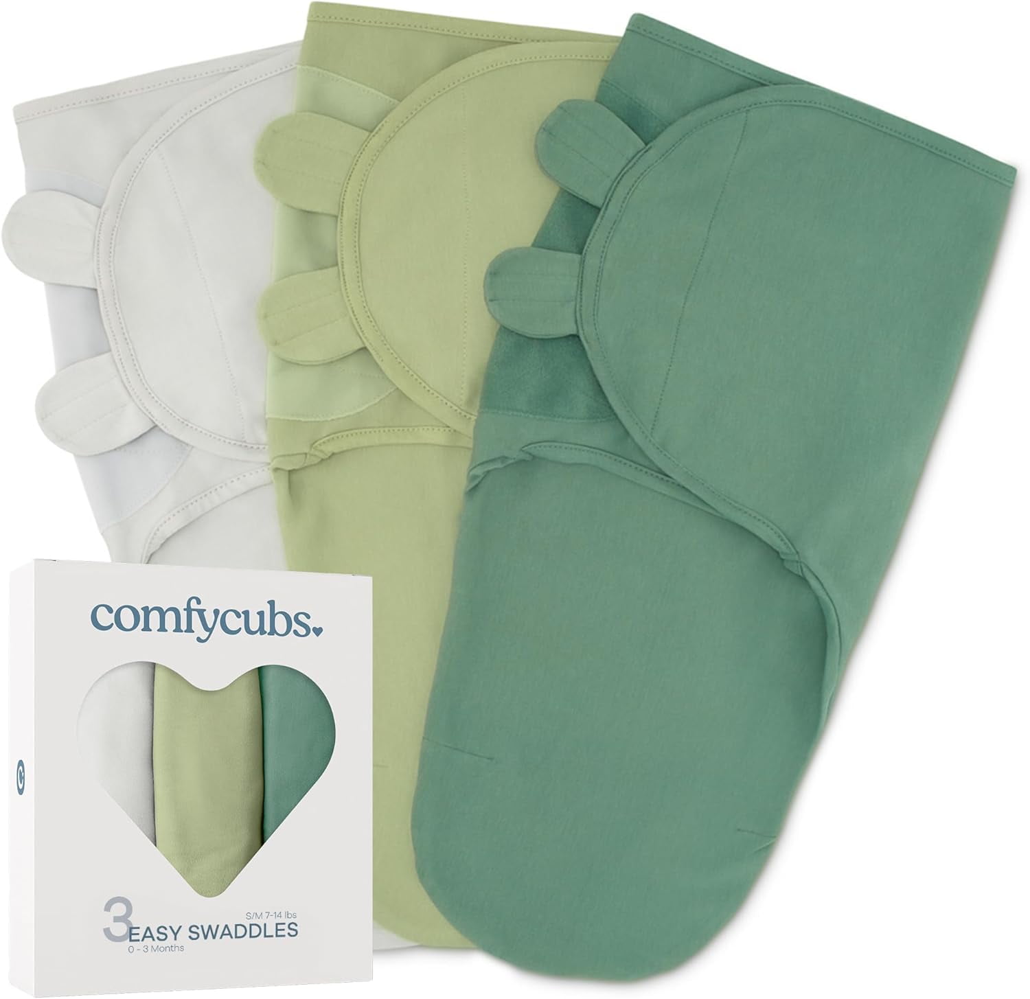 Comfy Cubs Baby Swaddles, Easy Adjustable 3 Pack for Boys and Girls ...