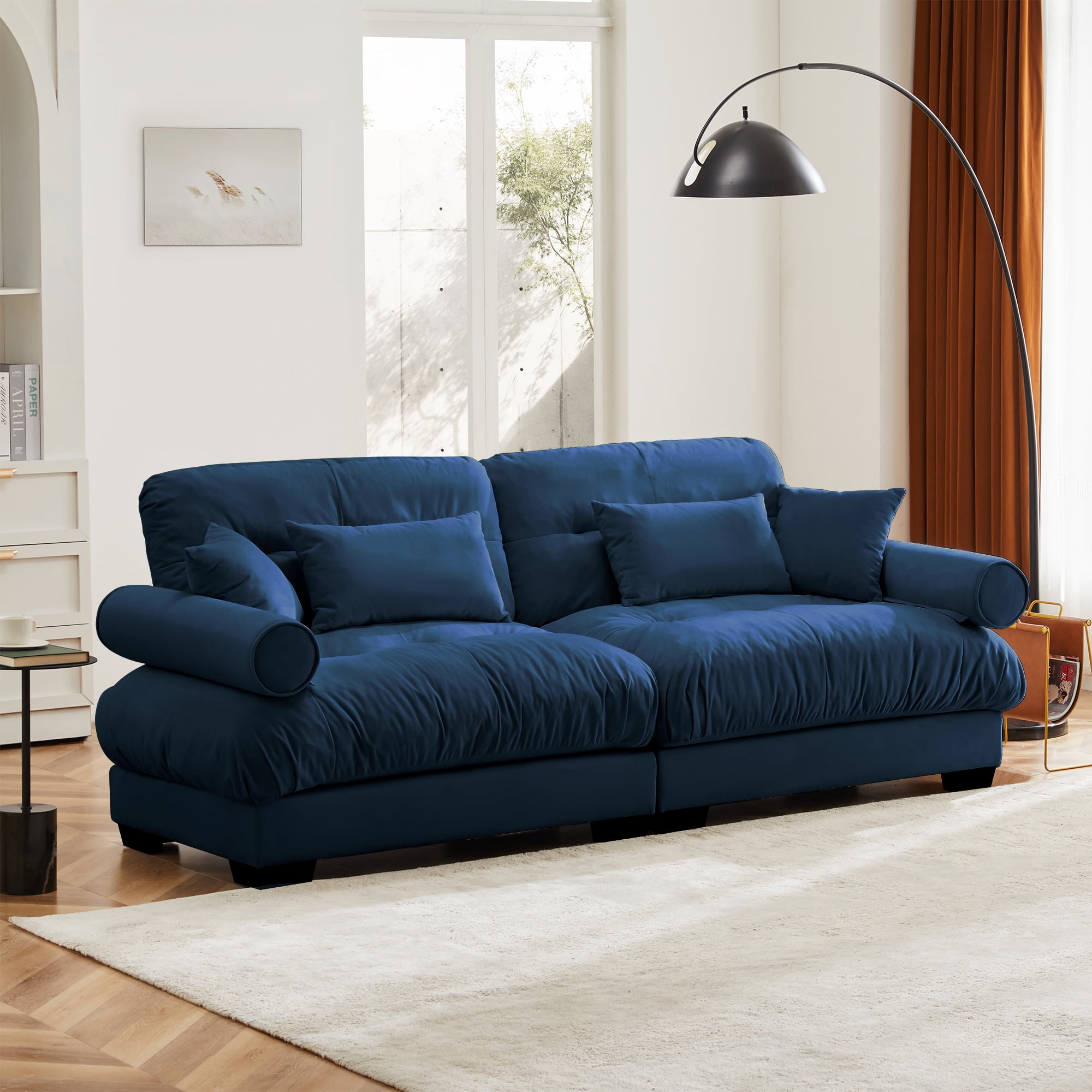 Comfy Deep Seat Sofa, Upholstered Sectional Sofa Couches with Armrests ...