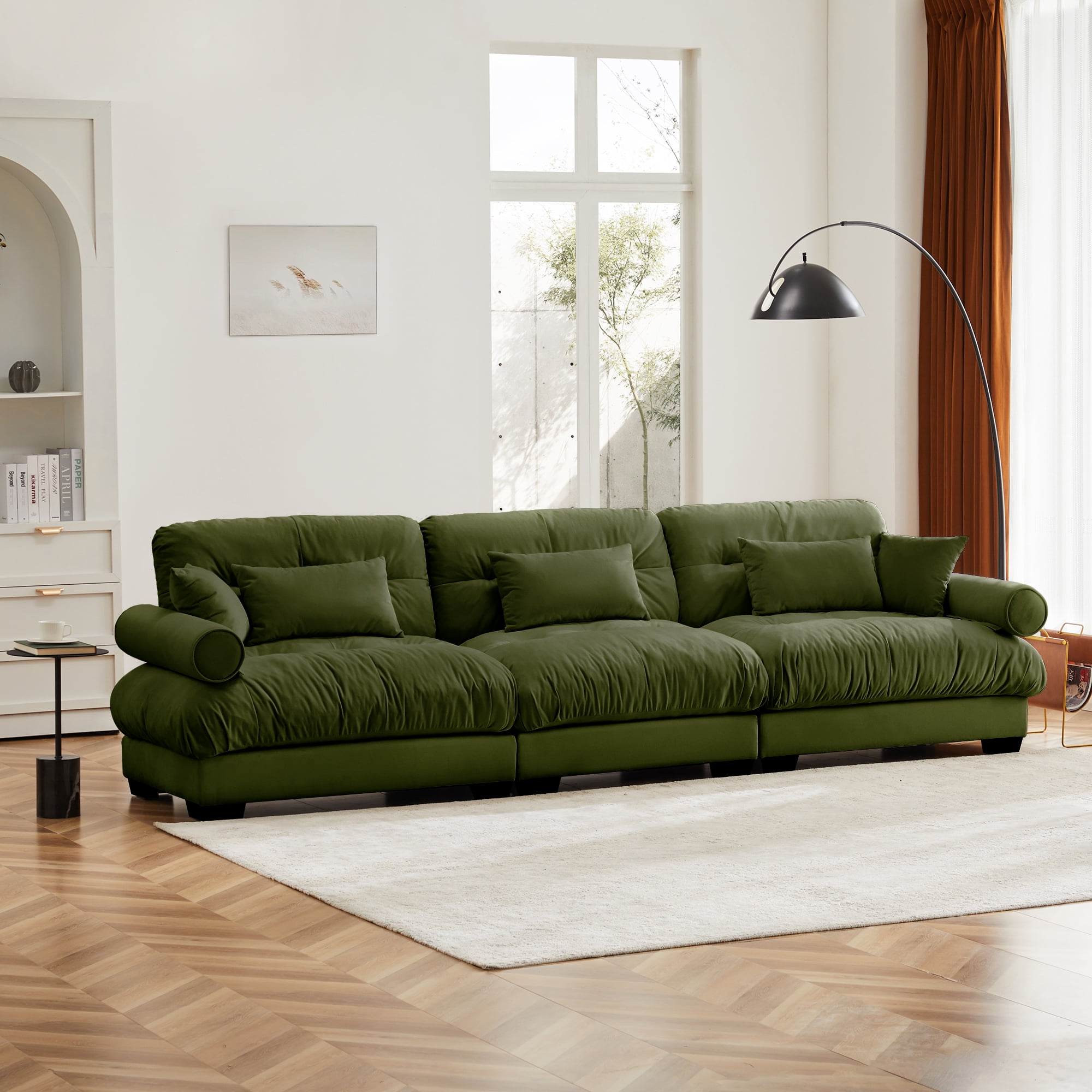 Comfy Deep Seat Sofa, Upholstered Sectional Sofa Couches with Armrests ...