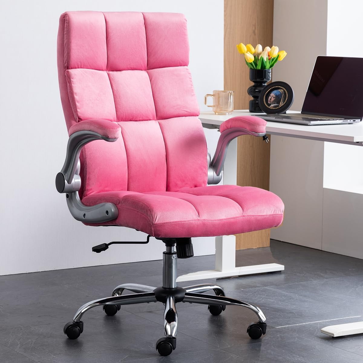 Comfy Desk Chair Comfortable Office Chair Home Office Velvet Ergonomic ...