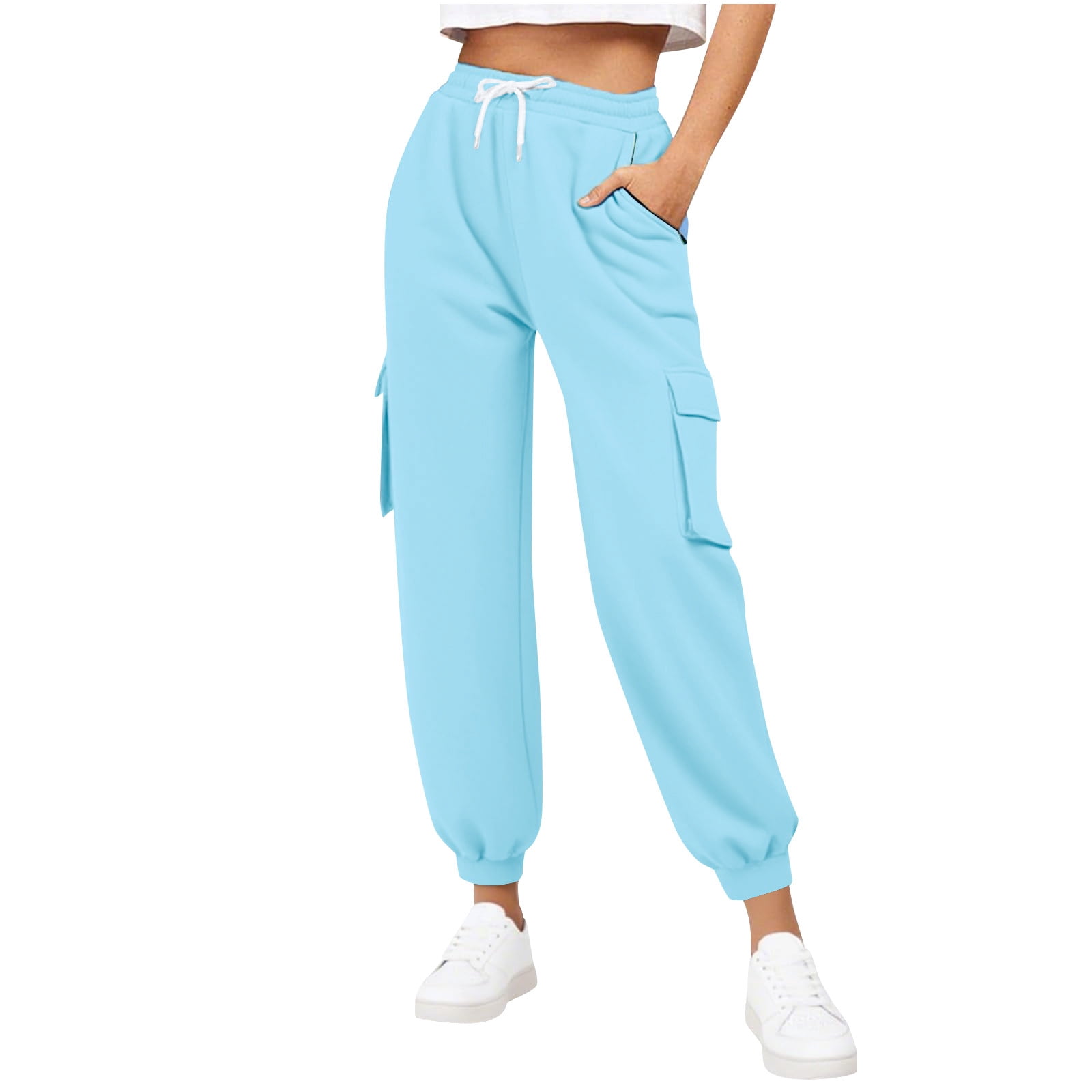 Comfy Drawstring Pants Women Travel Casual Elastic Waist Straight Leg ...