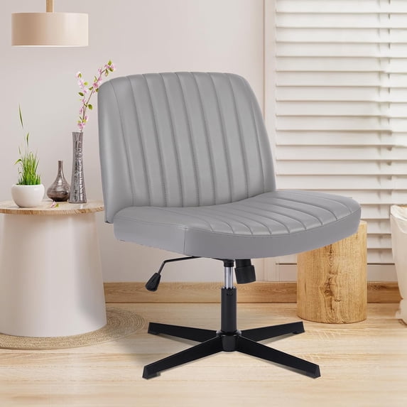 Comfy Fabric Armless Adjustable Swivel Criss Cross Chair with Wheels ...