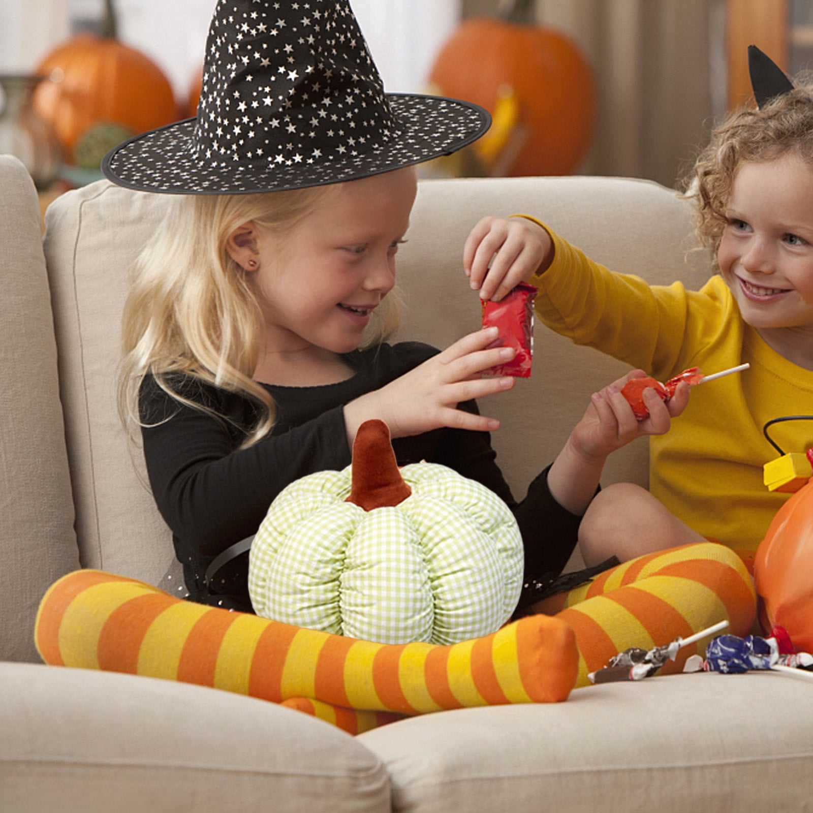 Comfy Fabric Pumpkin Decorative Throw Pillow for Holidays, Seasonal Home Decor for Sofa Bedroom ...