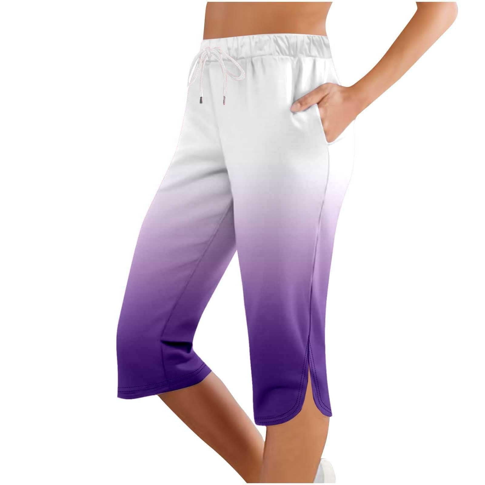 Comfy Fit Pants for Women, Audhol Leggings for Women with Pockets Knee Length Petite Summer ...