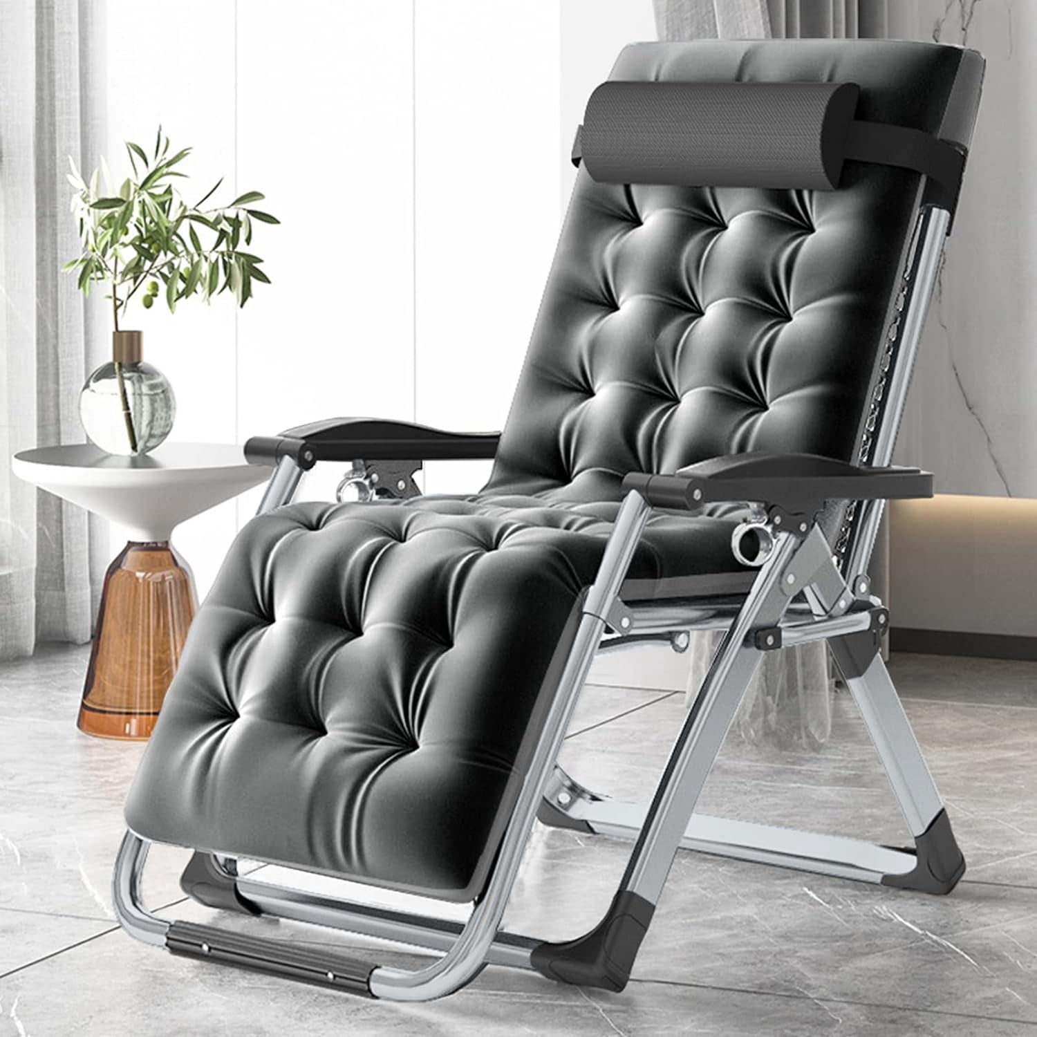 Comfy Folding Chair, Folding Reclining Lounge Chair with Removable ...