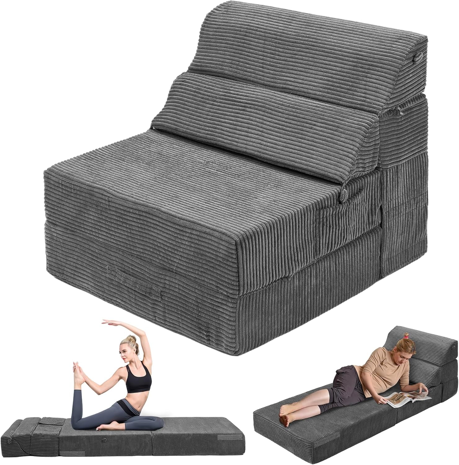 Comfy Folding Sofa Bed - Dark Grey Convertible Sleeper Sofa Fold Out ...