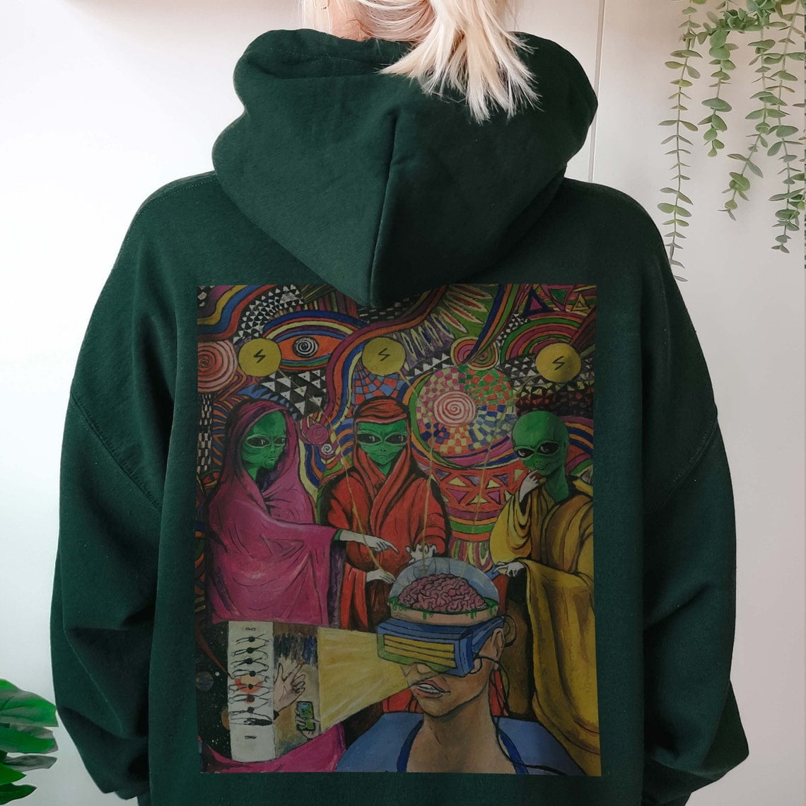 Comfy Green Alien Hoodie | Psychedelic Clothes for Men and Women ...