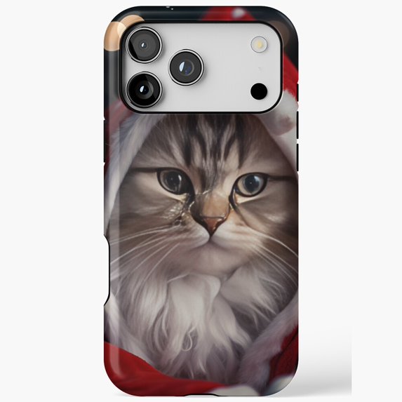 Comfy Holiday Cat Protective Case for iPhone 11 12 13 14 15 16 17 Pro ...