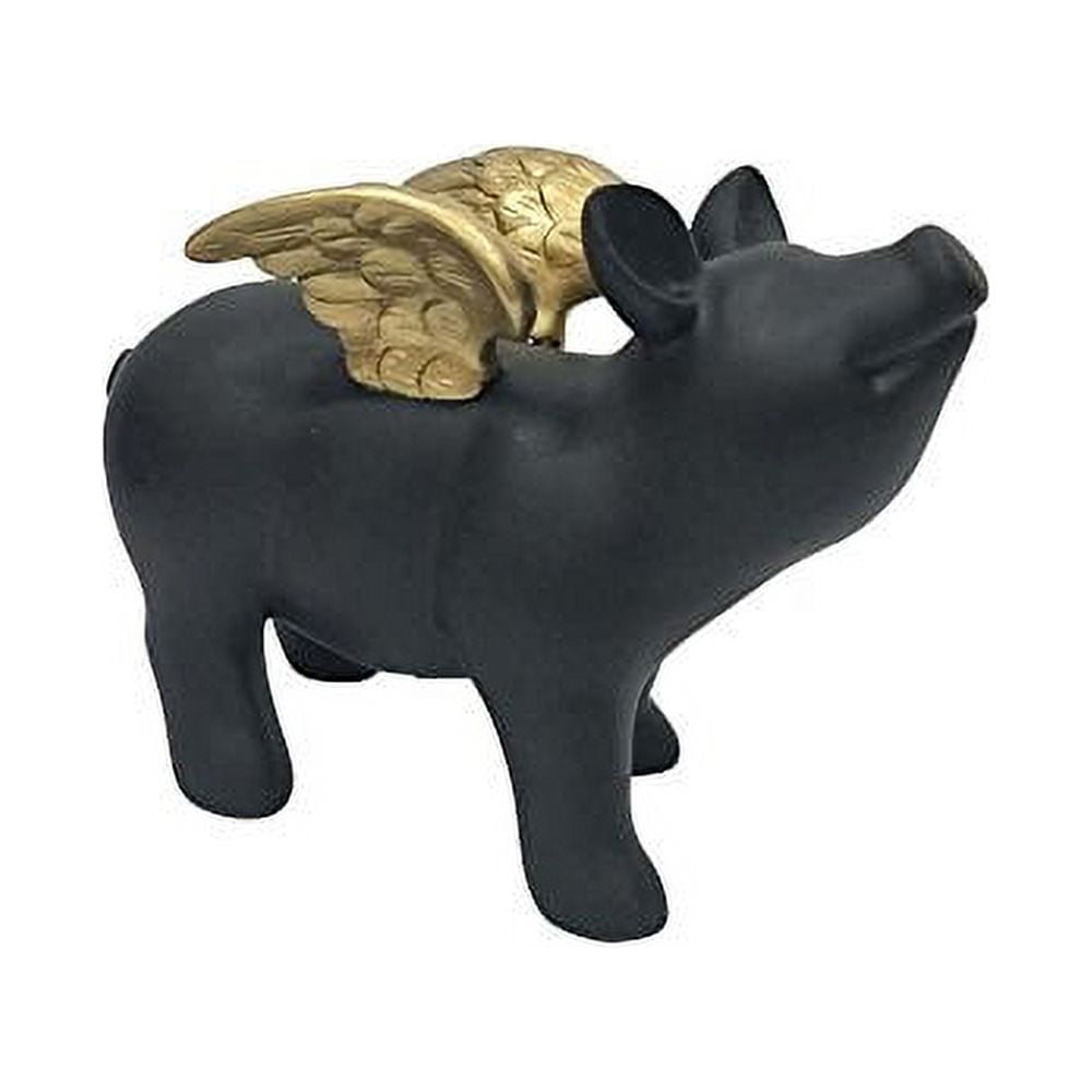 Comfy Hour Farmhouse Collection 5" When Pig Fly Figurine Black Pig with ...